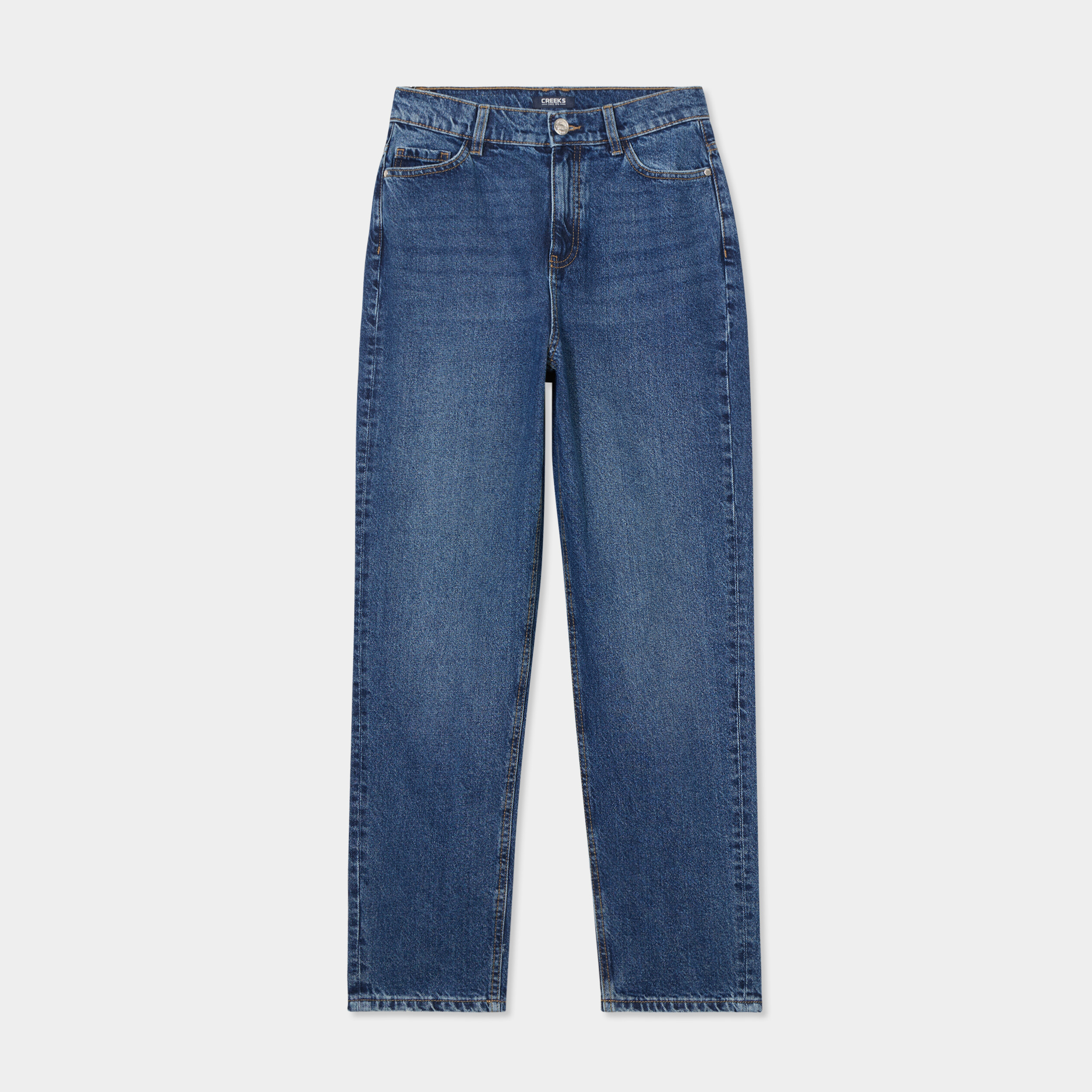 Jeans mom 7/8ème taille haute denim stone femme | La Halle
