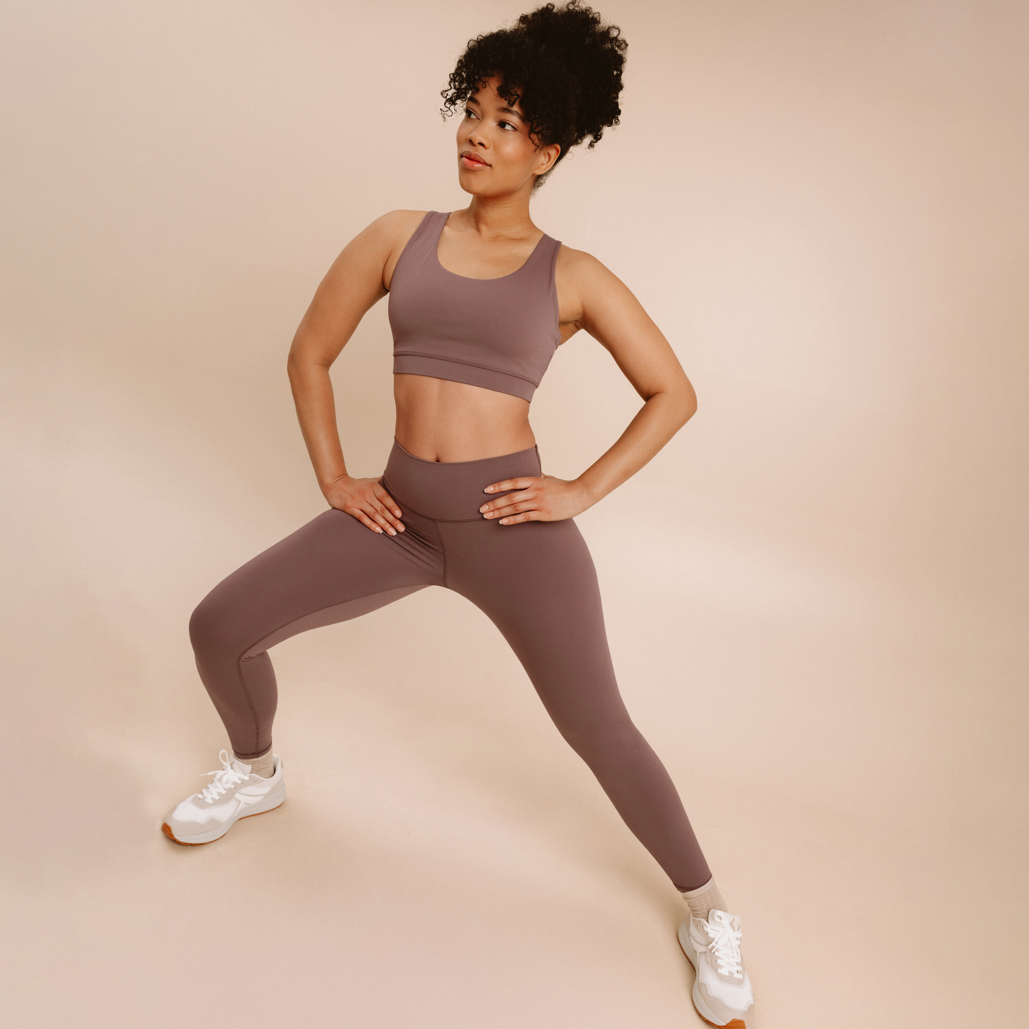 Legging de sport gainant taille haute mauve femme | La Halle