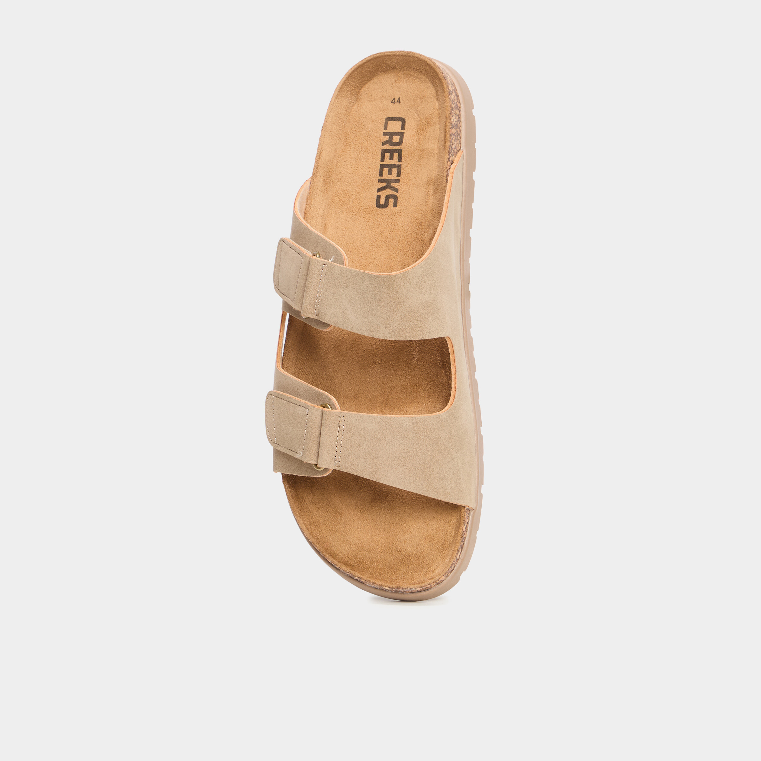 Mules double brides à scratchs sable homme | La Halle