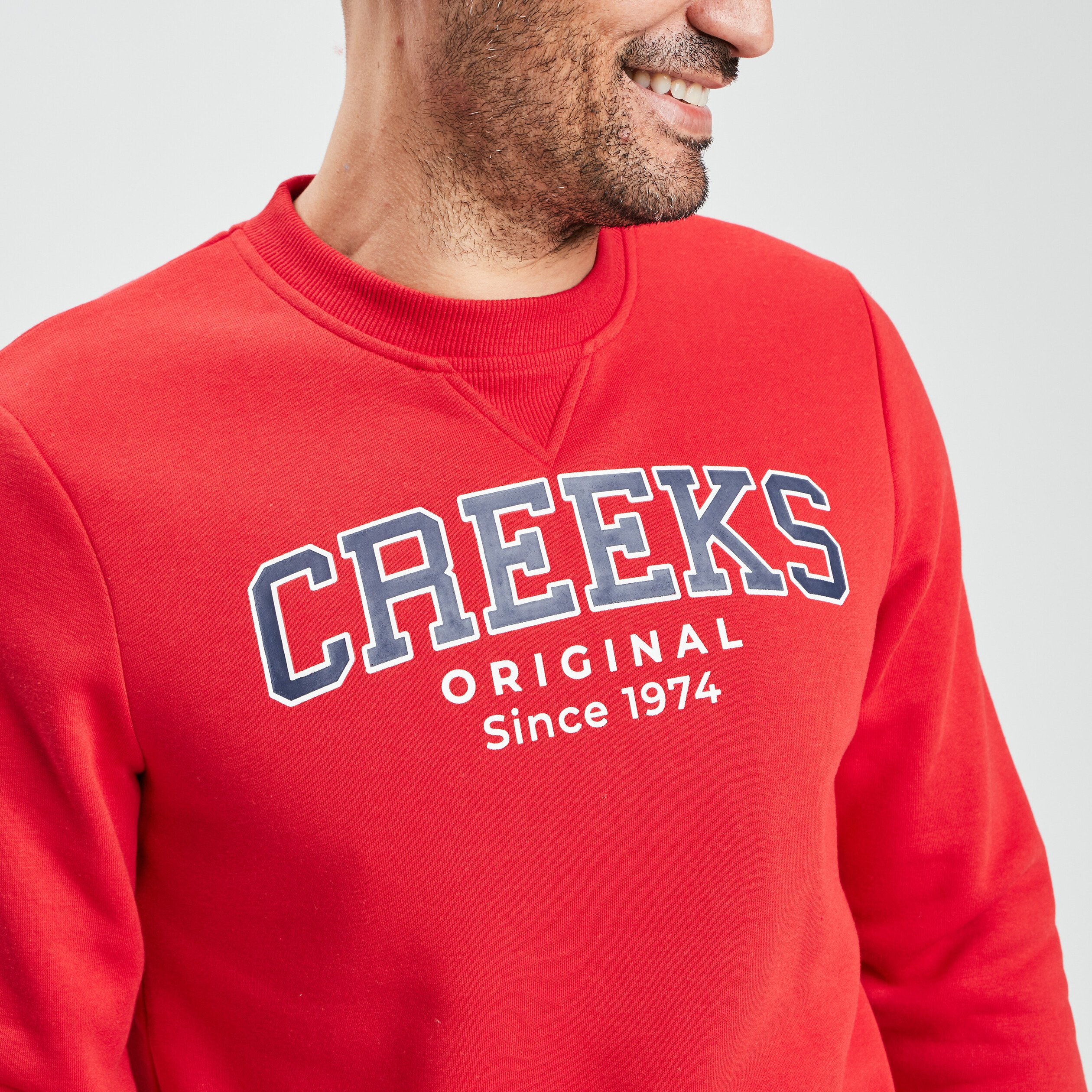Sweat à col rond Creeks rouge homme | La Halle