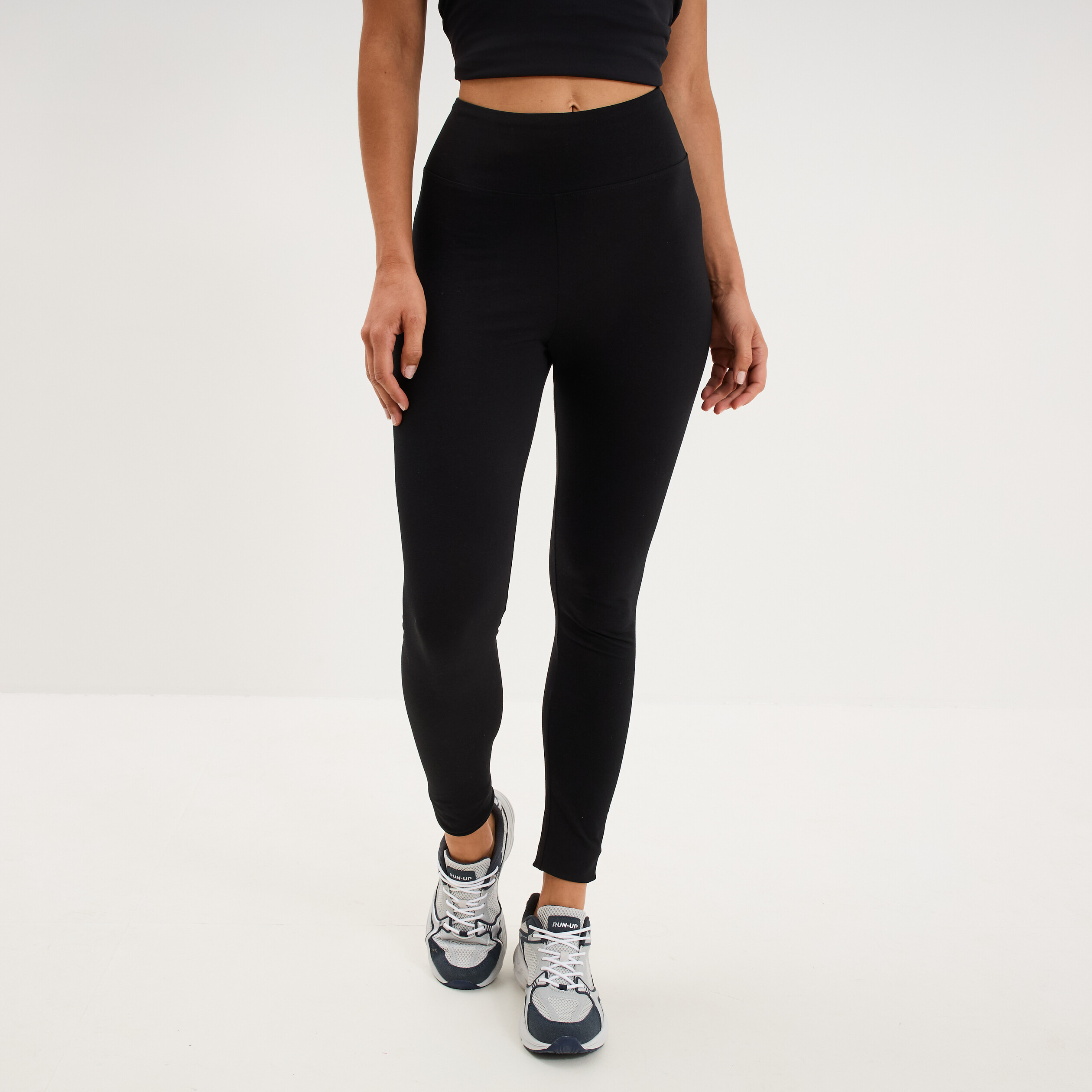 Legging taille haute coton noir femme | La Halle