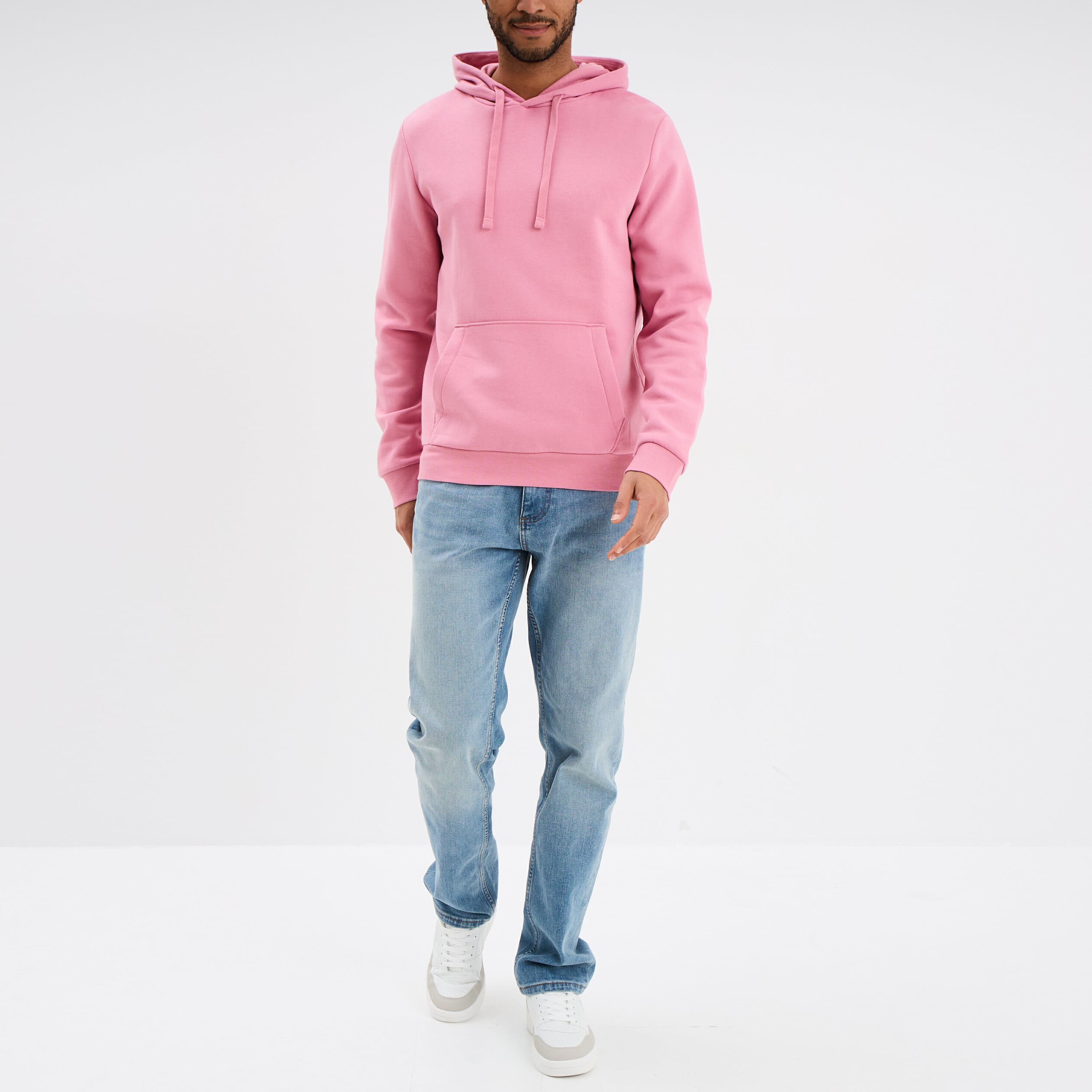 Sweat molleton à capuche hoodie rose homme | La Halle