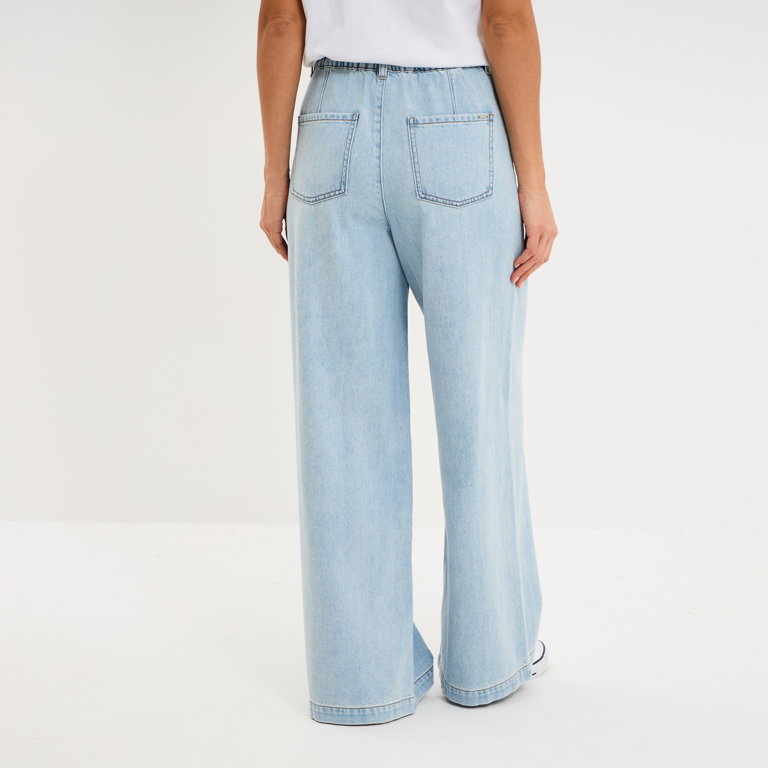 Jean extra large taille haute coton denim triple stone femme | La Halle