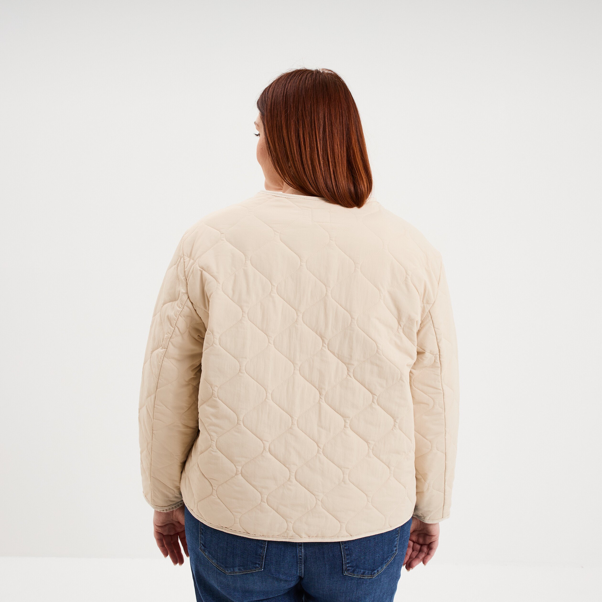 Doudoune boutonnée col rond sable femme grande taille | La Halle