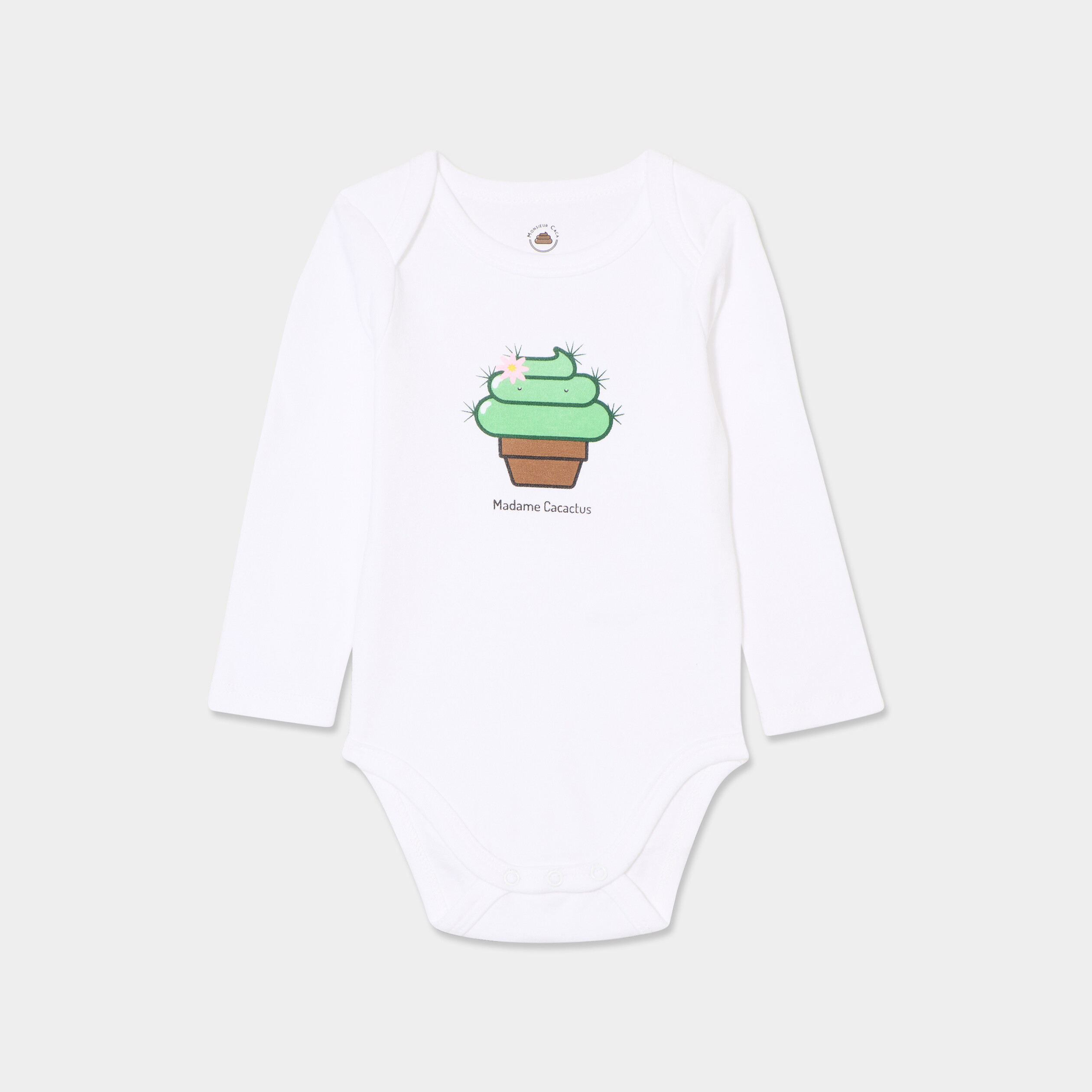 Body US coton Monsieur Caca x La Halle blanc bébé fille | La Halle