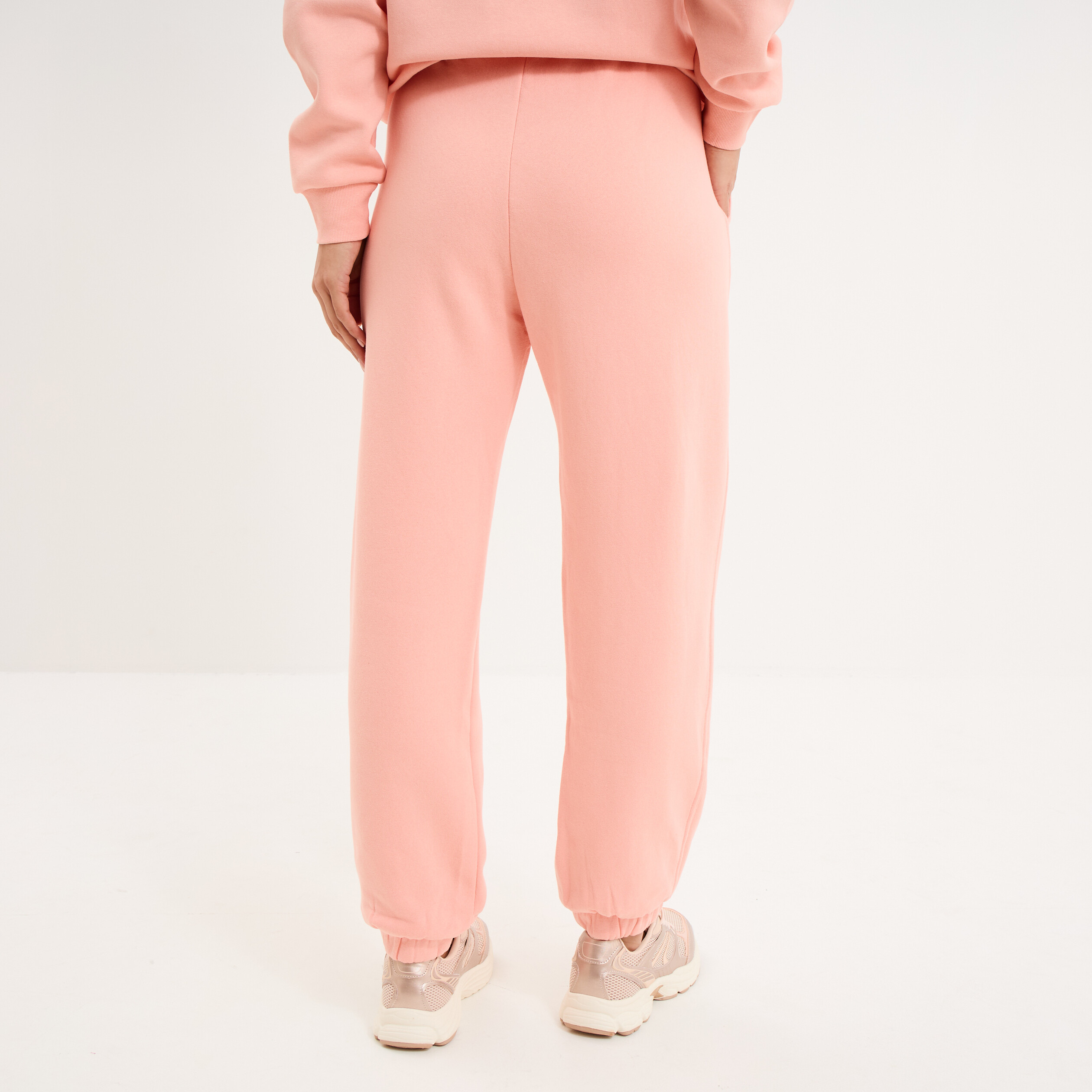Pantalon jogging droit molleton rose poudrée femme | La Halle