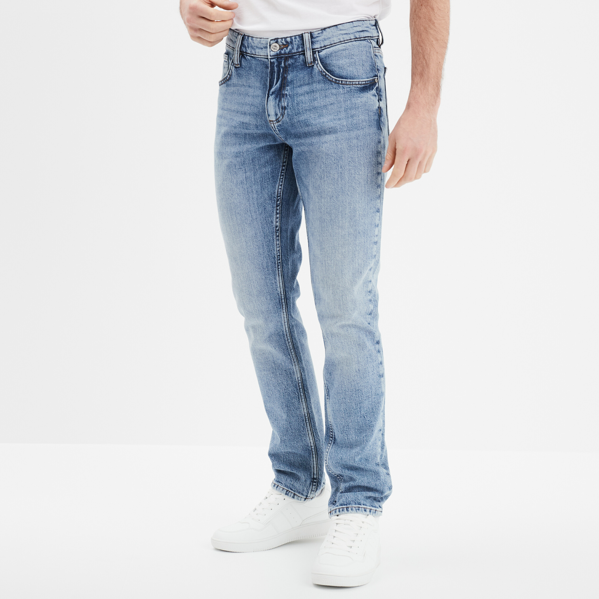 Jeans denim straight 5 poches denim triple stone homme | La Halle