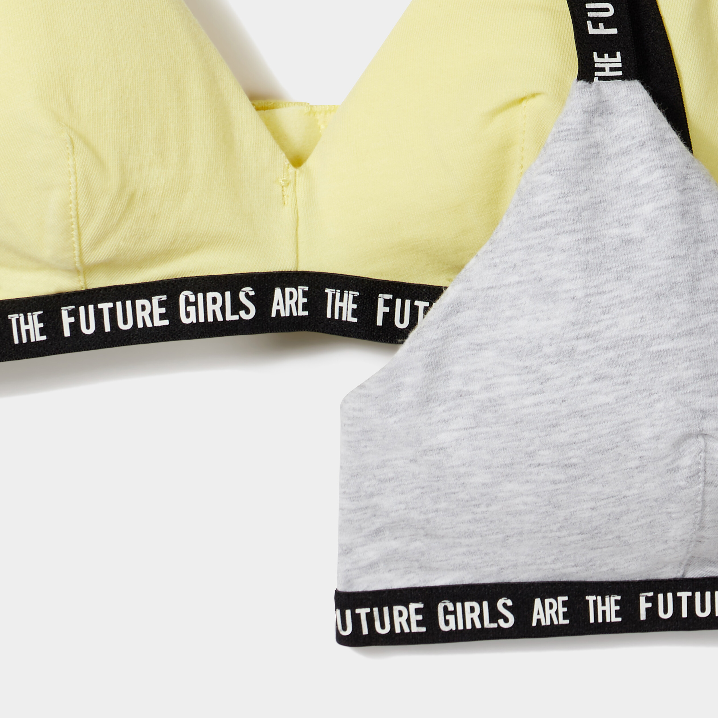 Lot 2 brassières forme triangle coton jaune pastel fille | La Halle