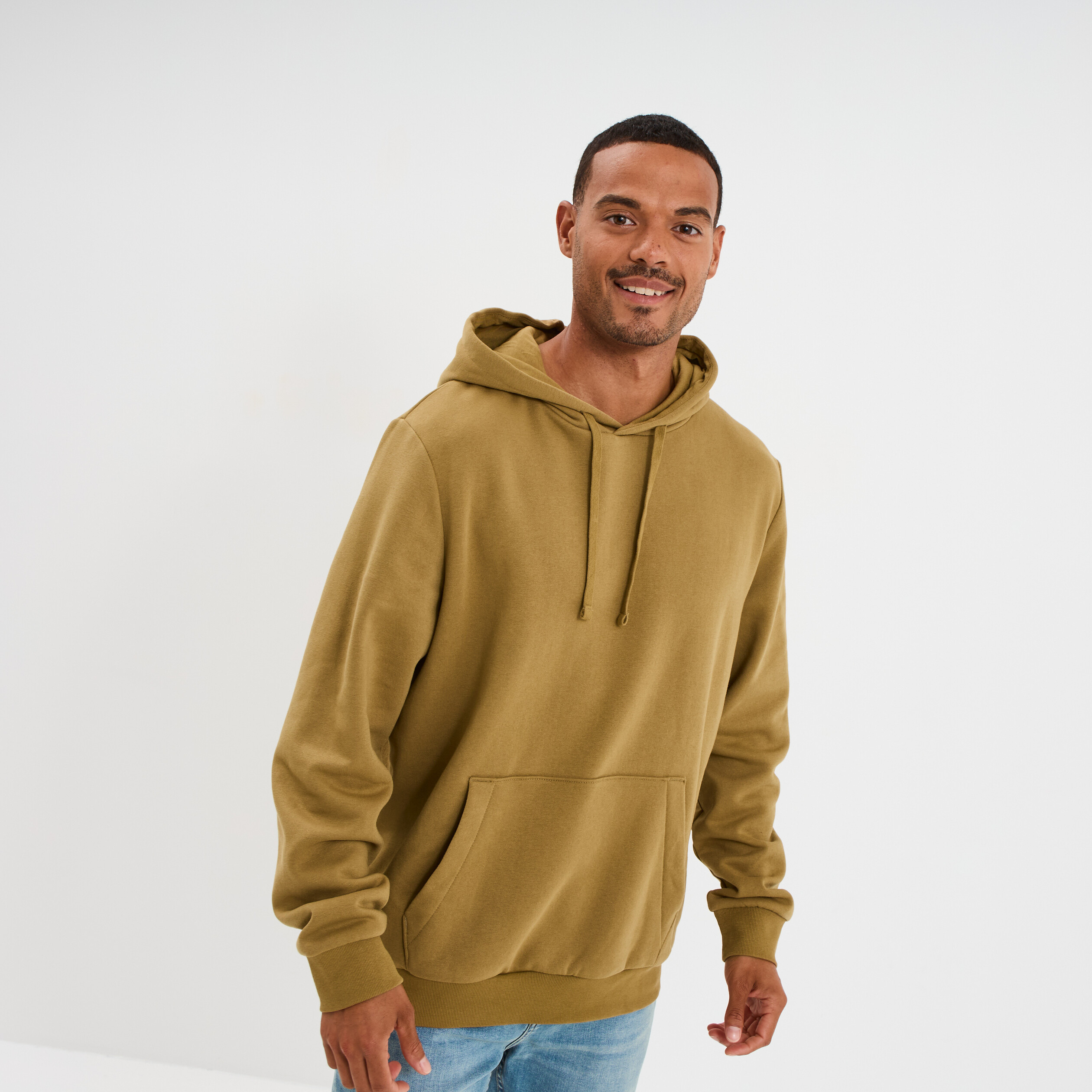 Sweat molleton à capuche hoodie camel homme | La Halle