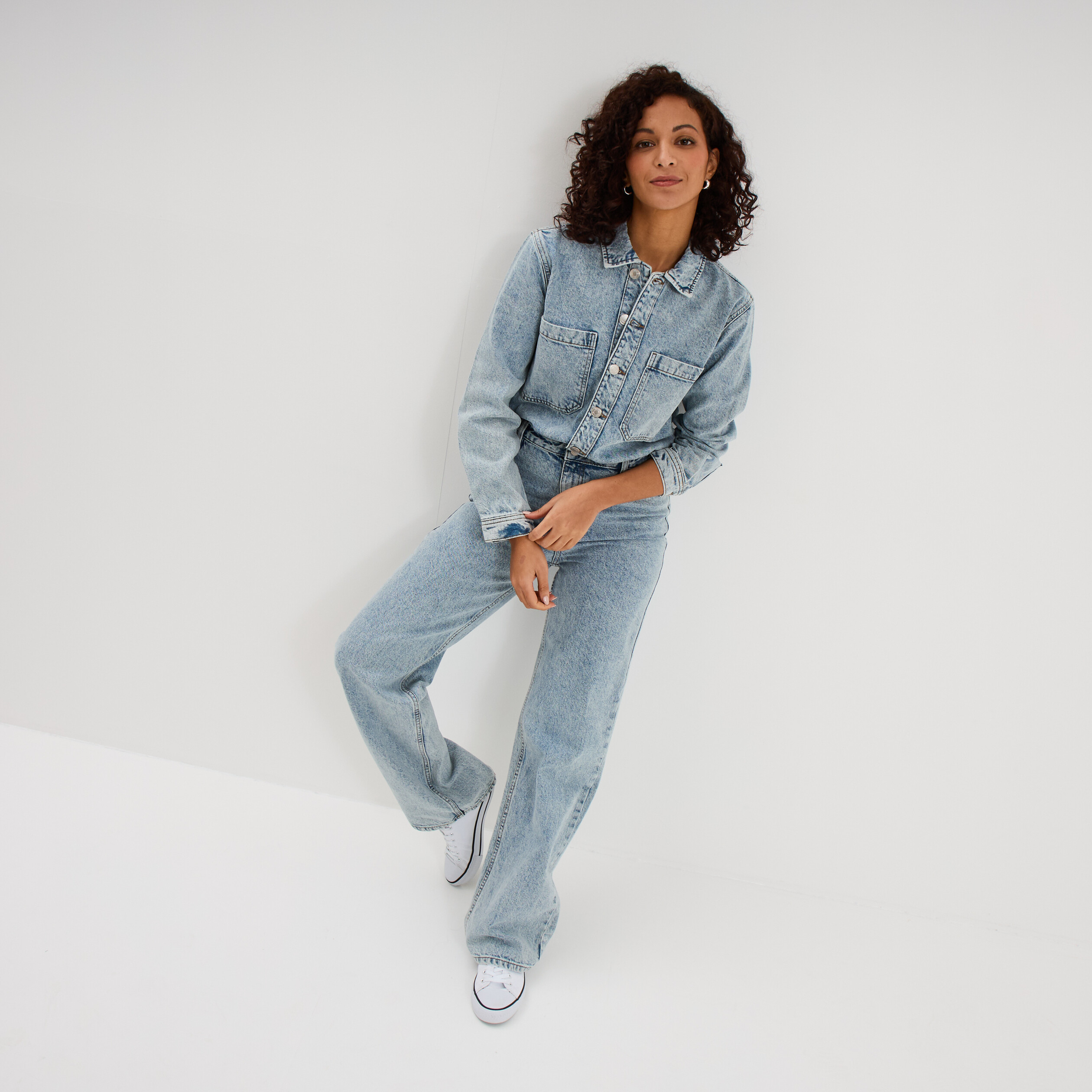 Combinaison pantalon en jean coton denim double stone femme | La Halle