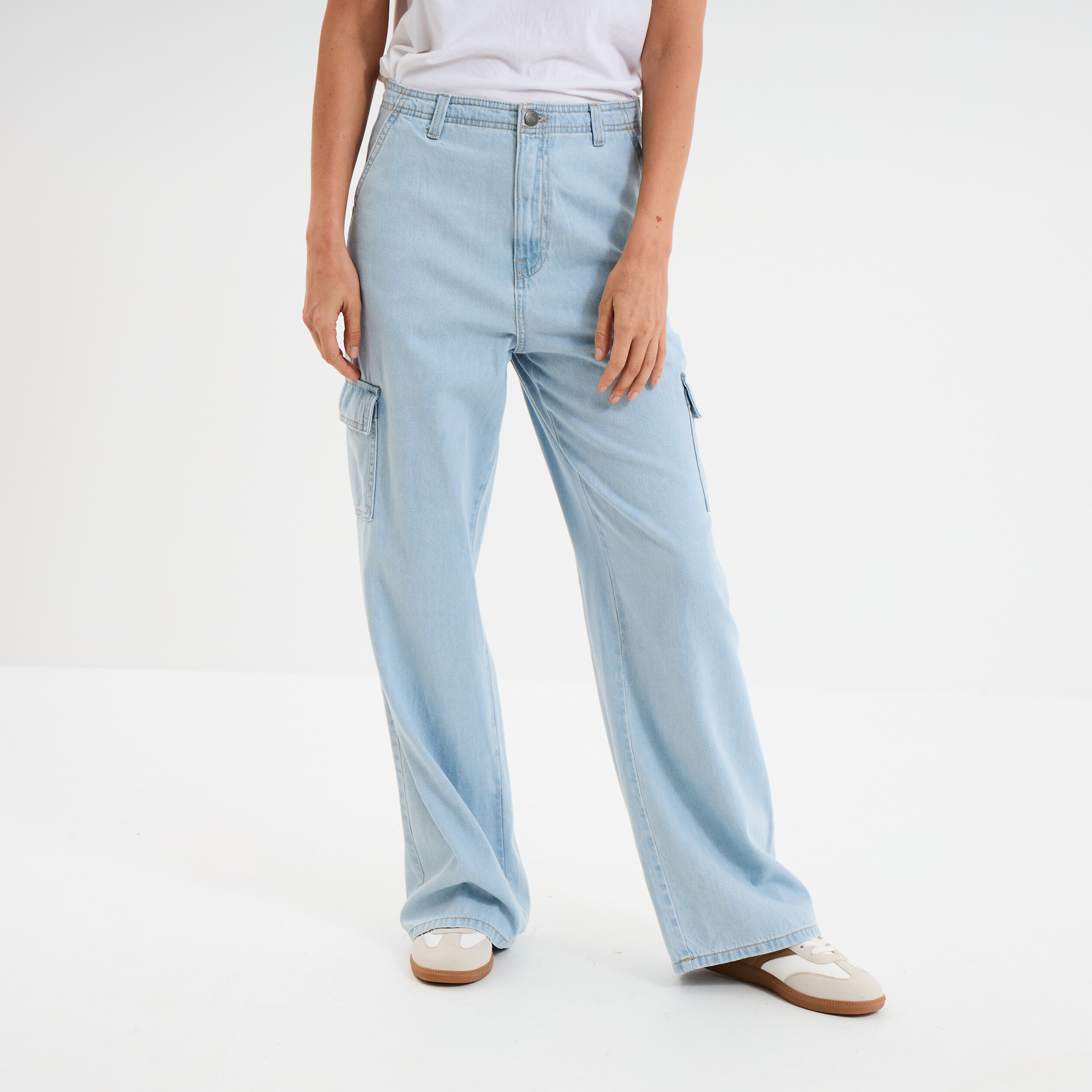 Jeans cargo poches à rabat Liberto denim triple stone femme | La Halle
