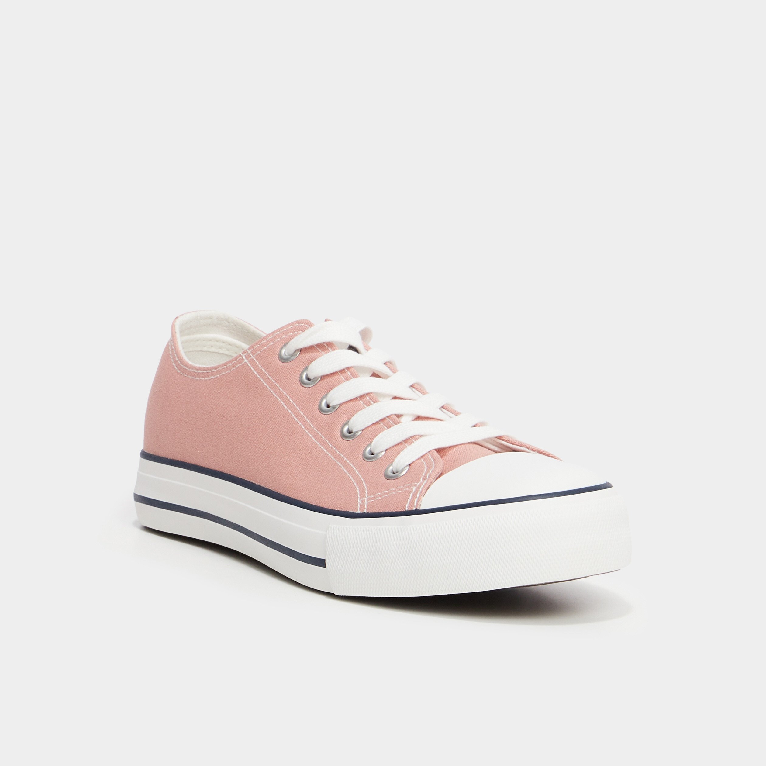 Tennis en toile à lacets rose clair femme | La Halle