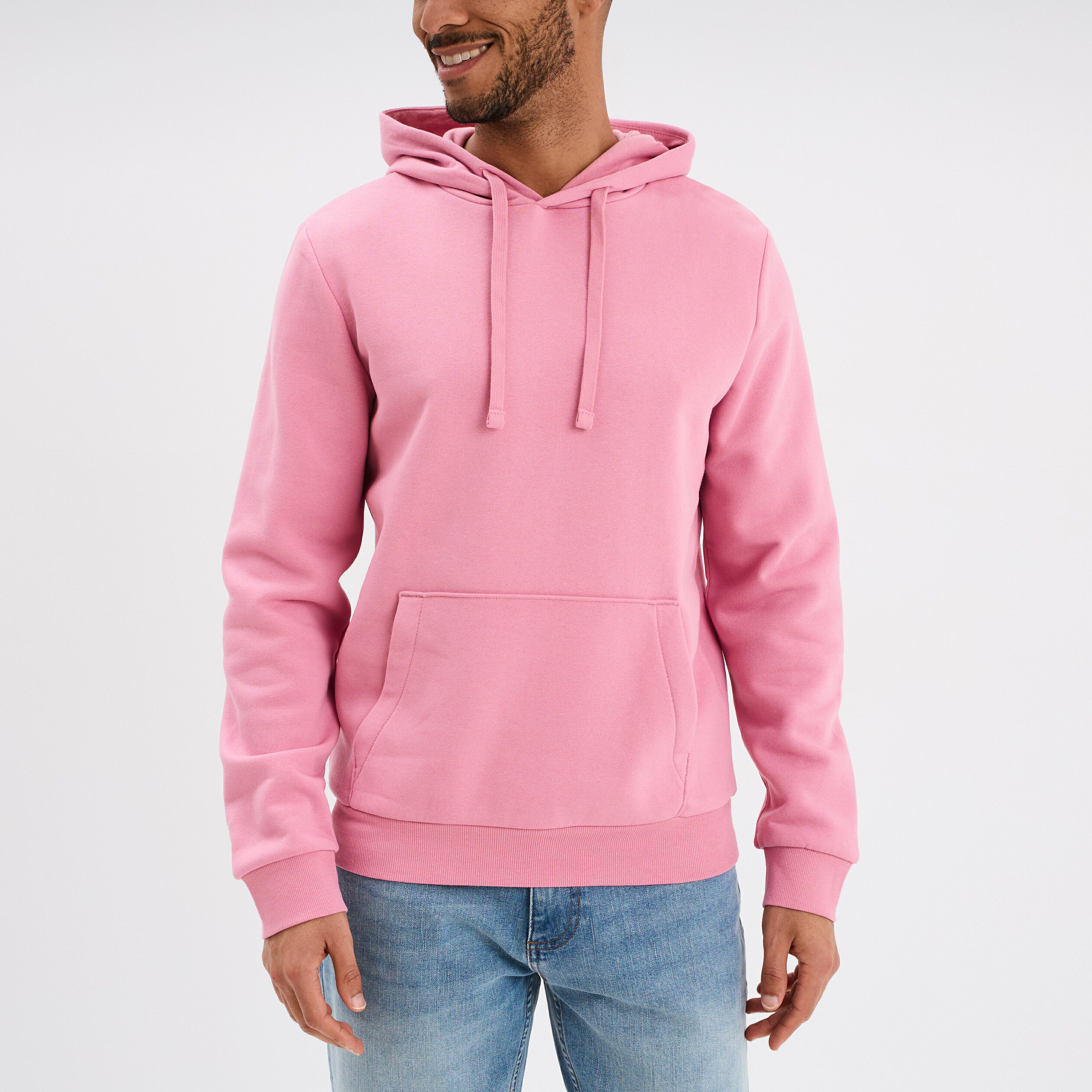 Sweat molleton à capuche hoodie rose homme | La Halle