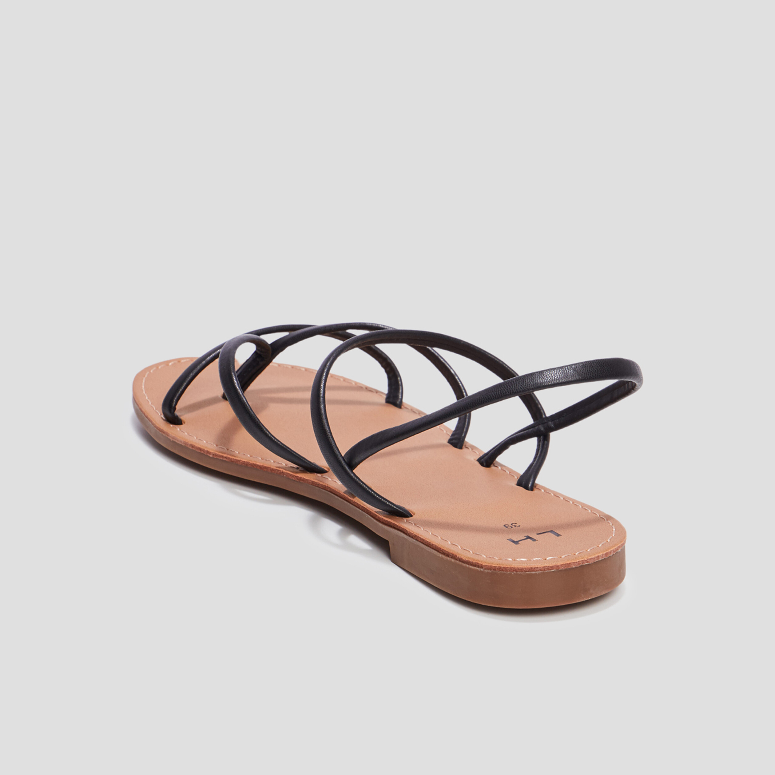 Sandales plates noir femme | La Halle