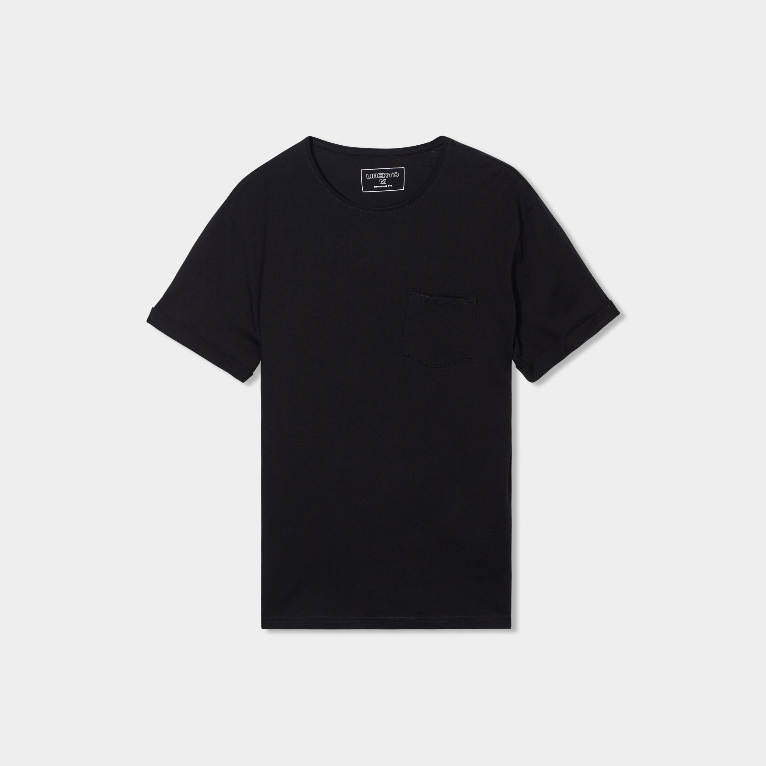 T-shirt col rond manches courtes Liberto noir homme | La Halle