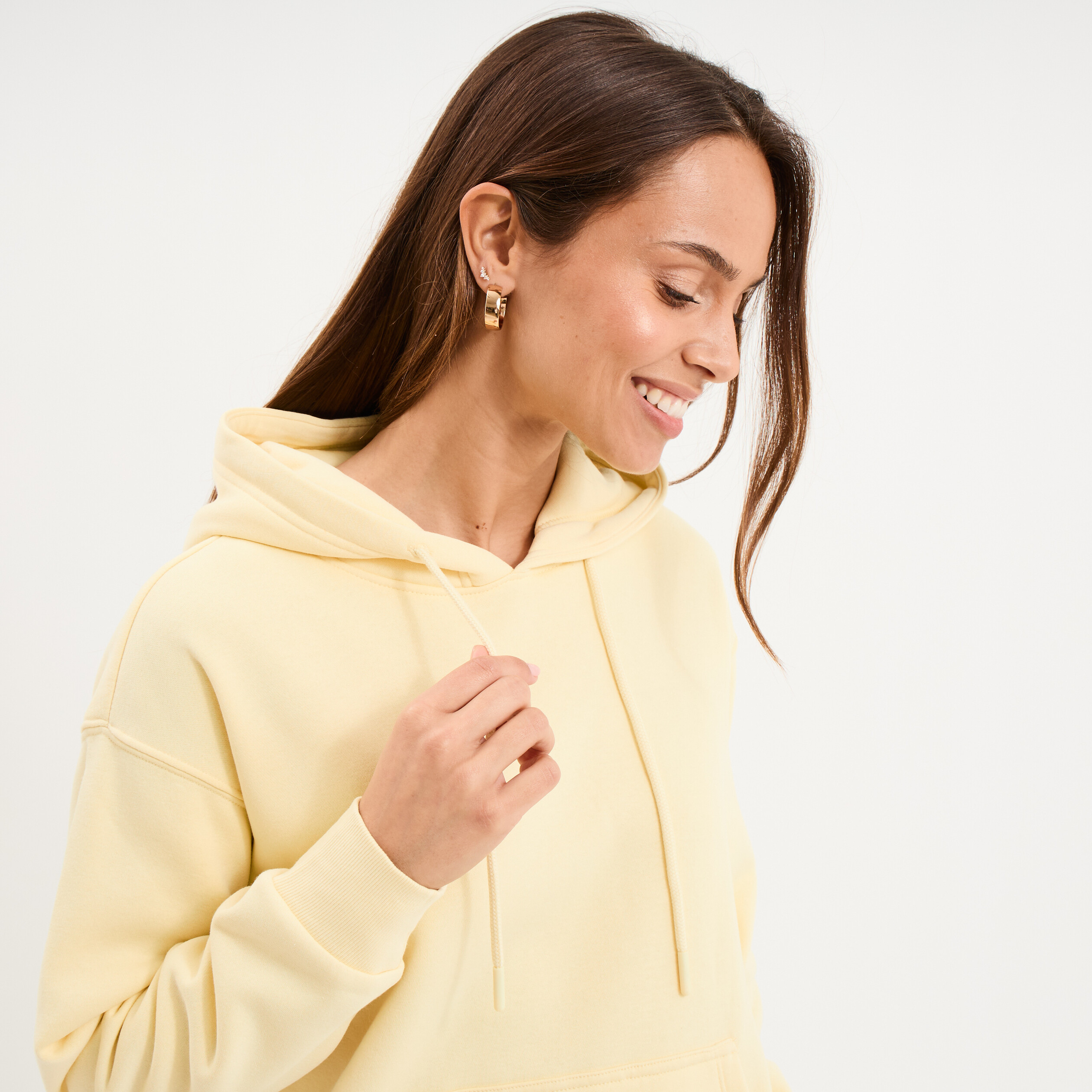 Sweat hoodie molleton à capuche jaune clair femme | La Halle