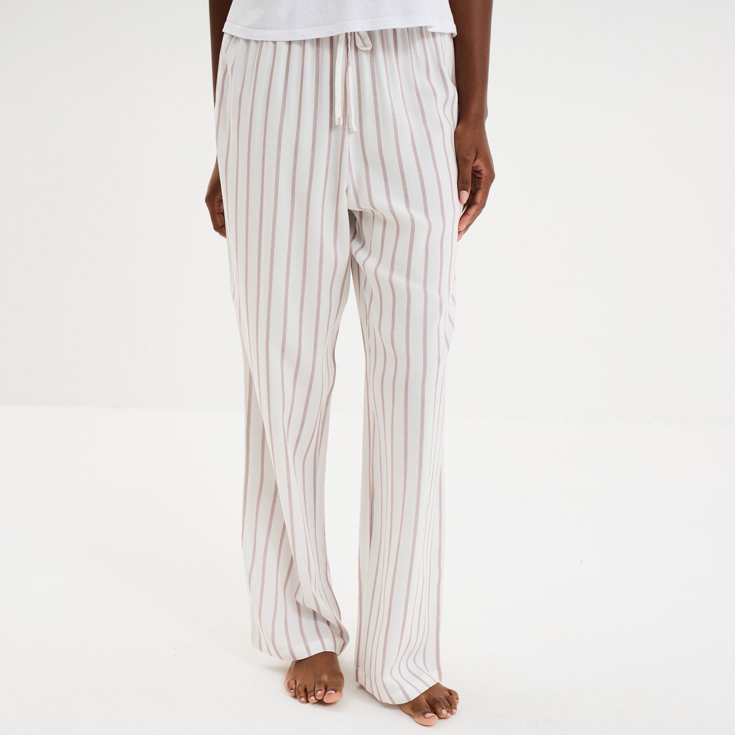 Pantalon de pyjama fluide ecru femme | La Halle