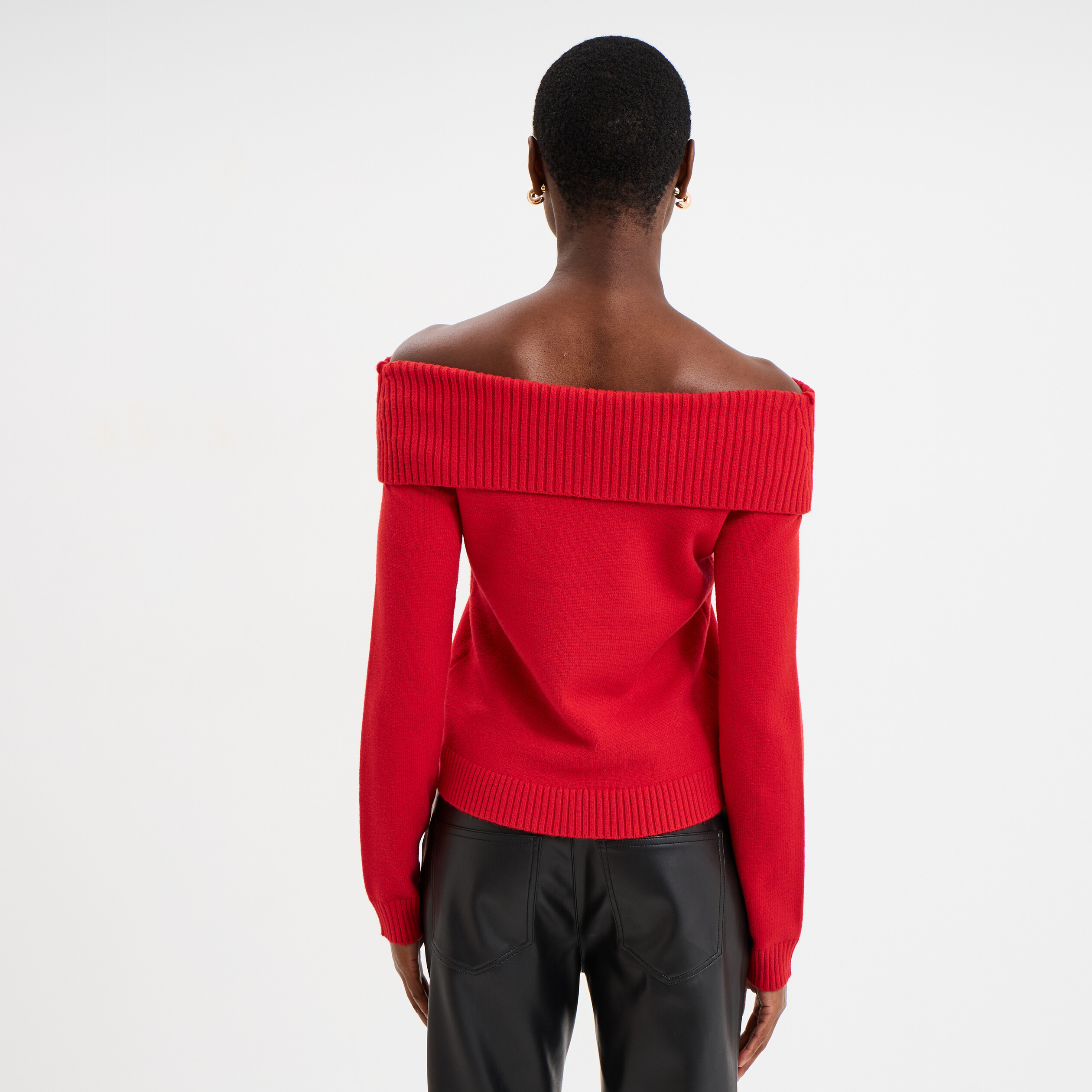 Pull encolure bateau rouge femme | La Halle