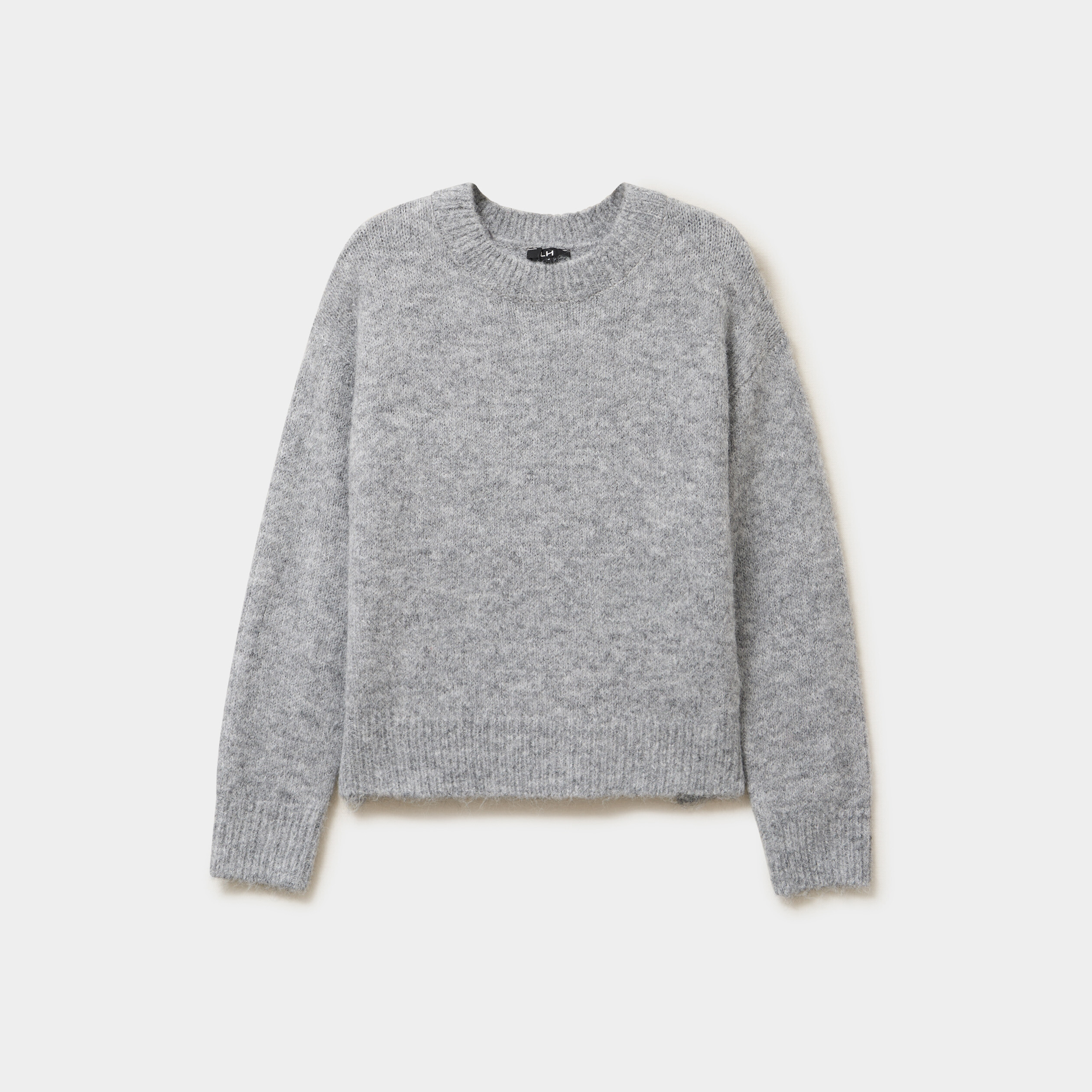 Pull col rond manches longues gris femme | La Halle
