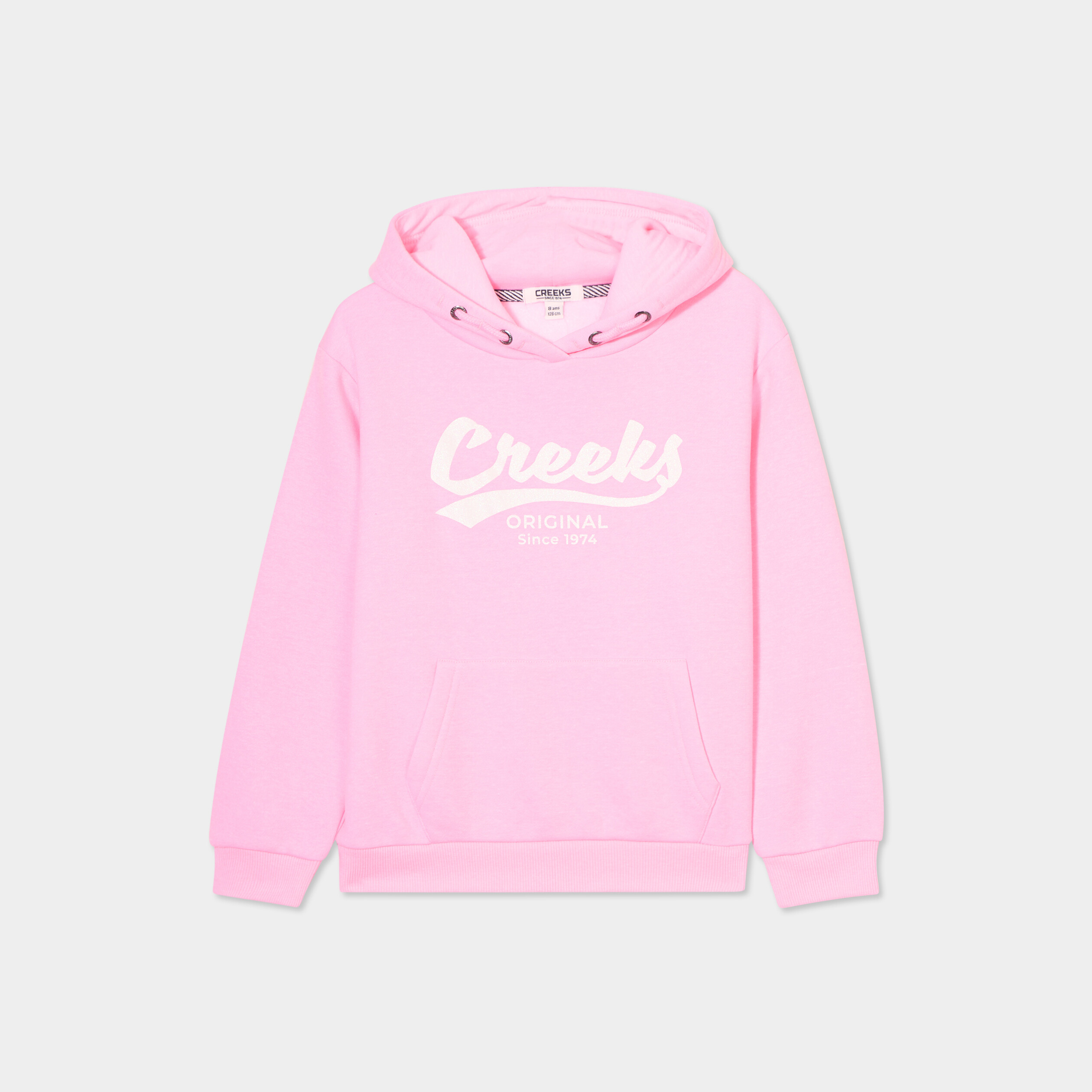 Sweat à capuche hoodie 1 poche Creeks rose fluo fille | La Halle