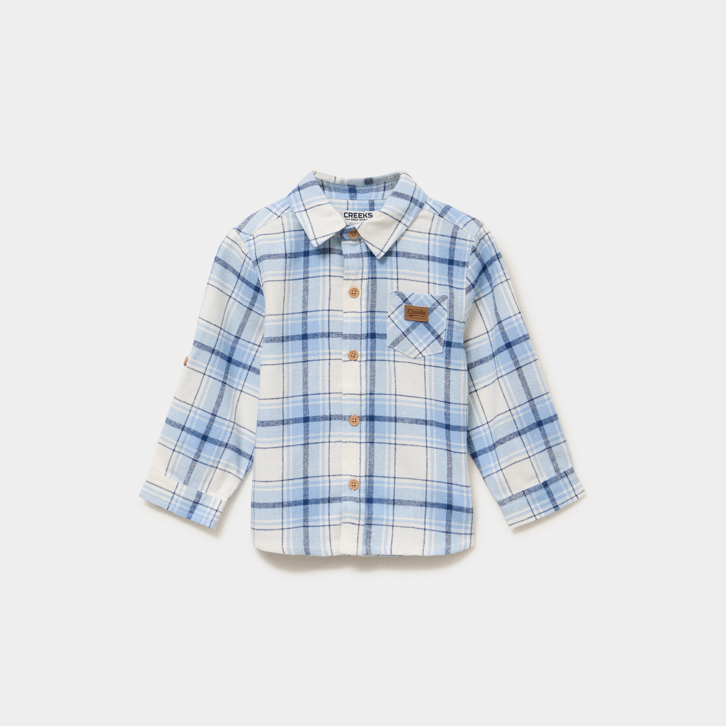 Chemise manches longues coton bleu ciel bébé garçon | La Halle