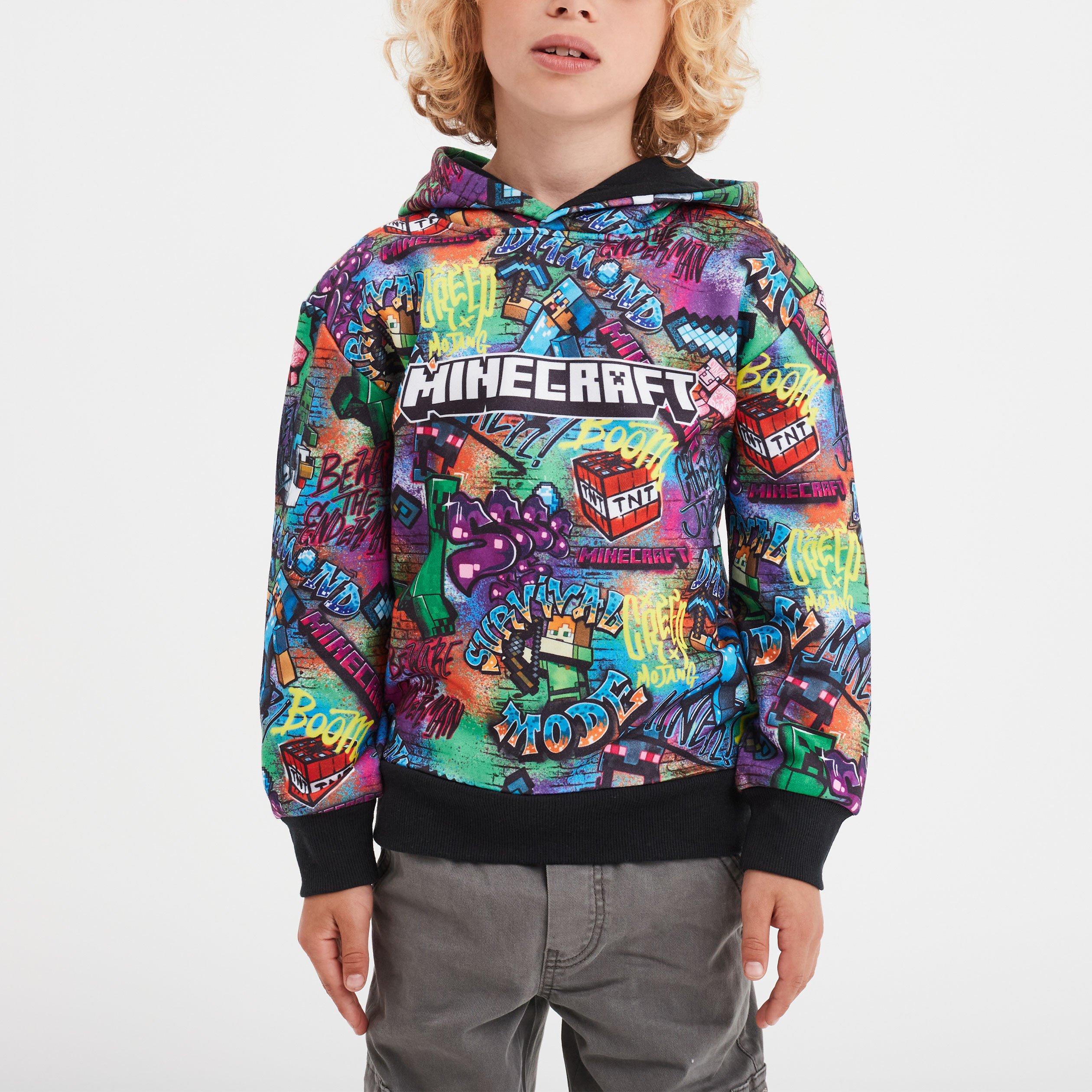 Sweat à capuche hoodie Minecraft multicolore garçon | La Halle