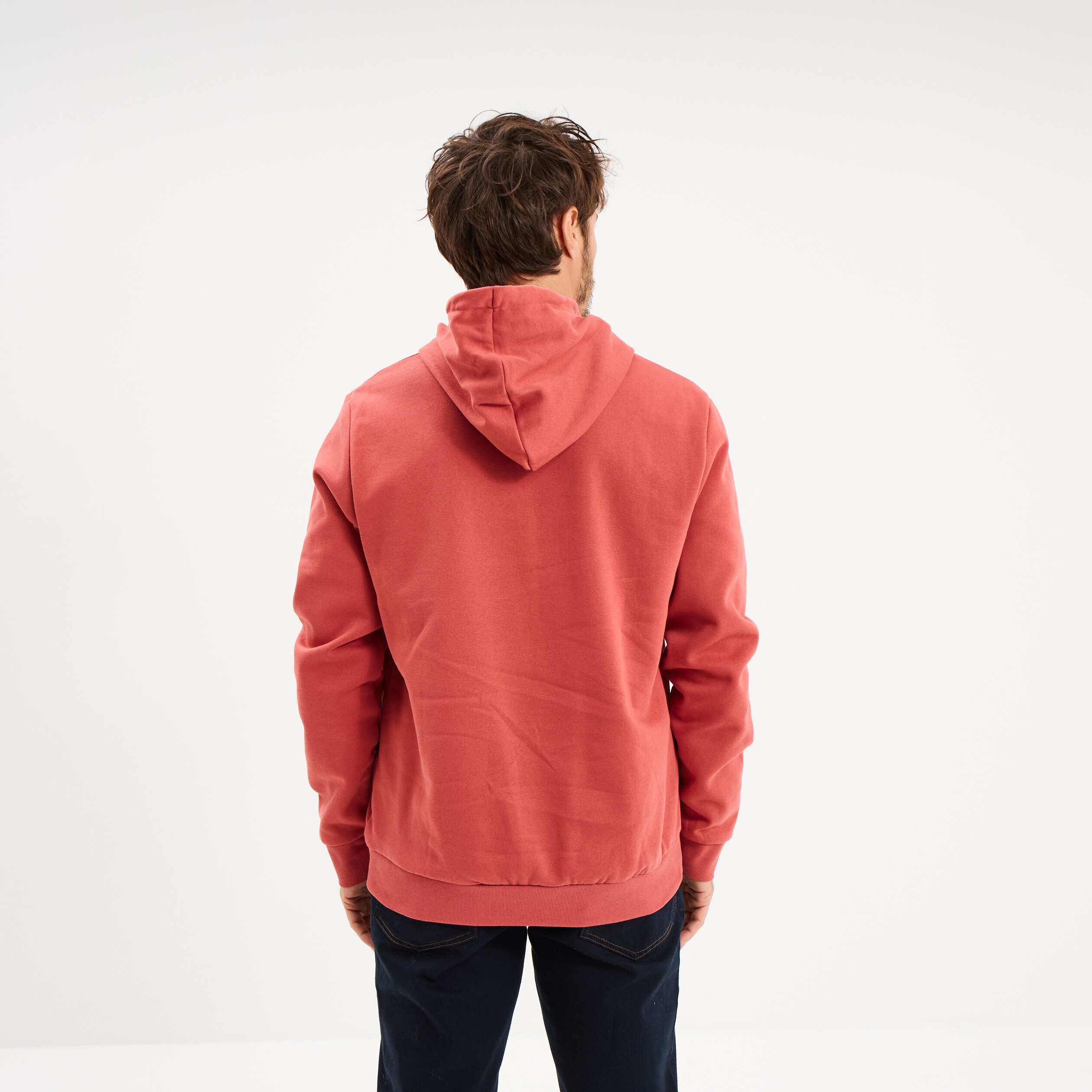 Sweat molleton à capuche hoodie rose framboise homme | La Halle
