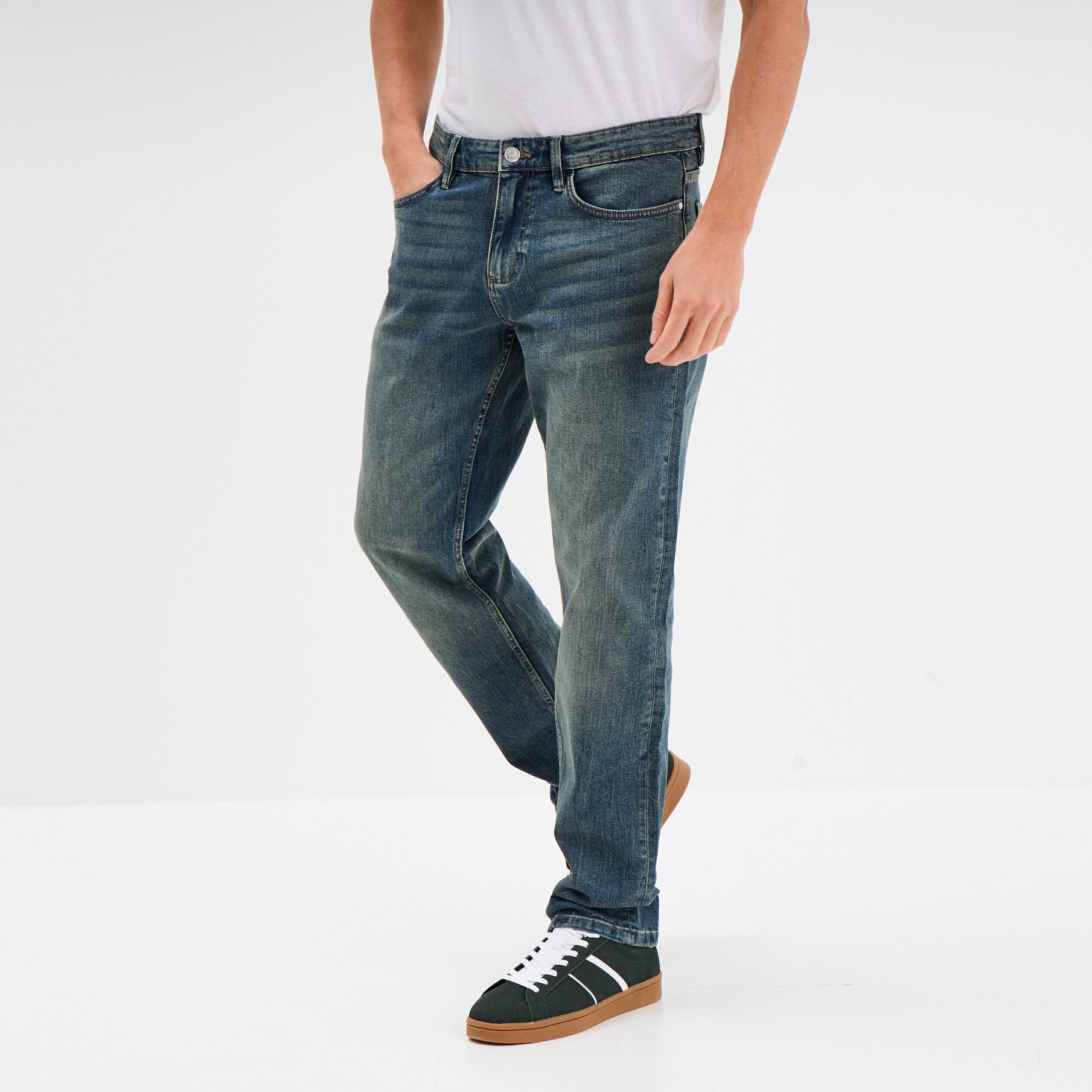 Jeans regular 5 poches denim used homme | La Halle