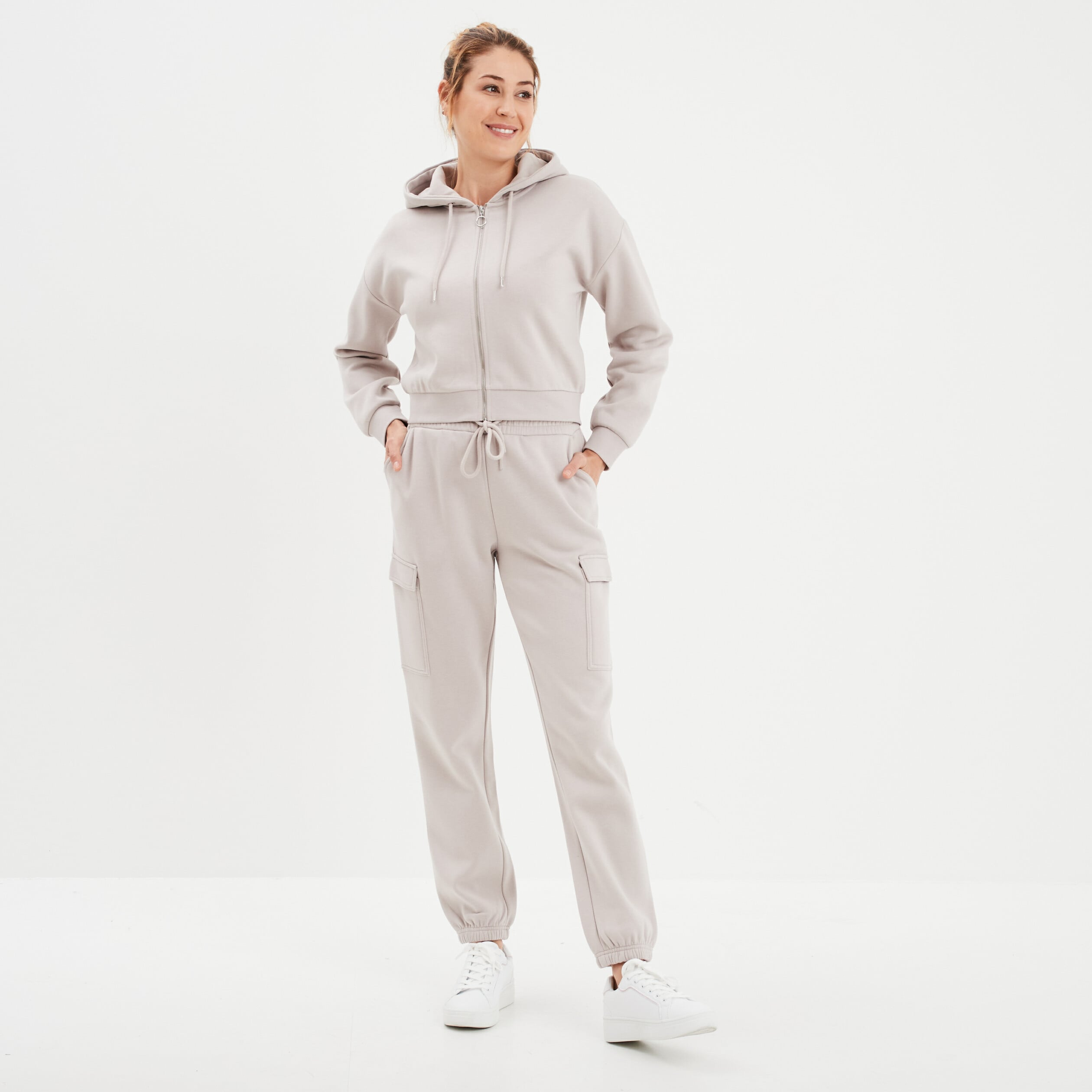 Pantalon de jogging coupe battle gris clair femme | La Halle