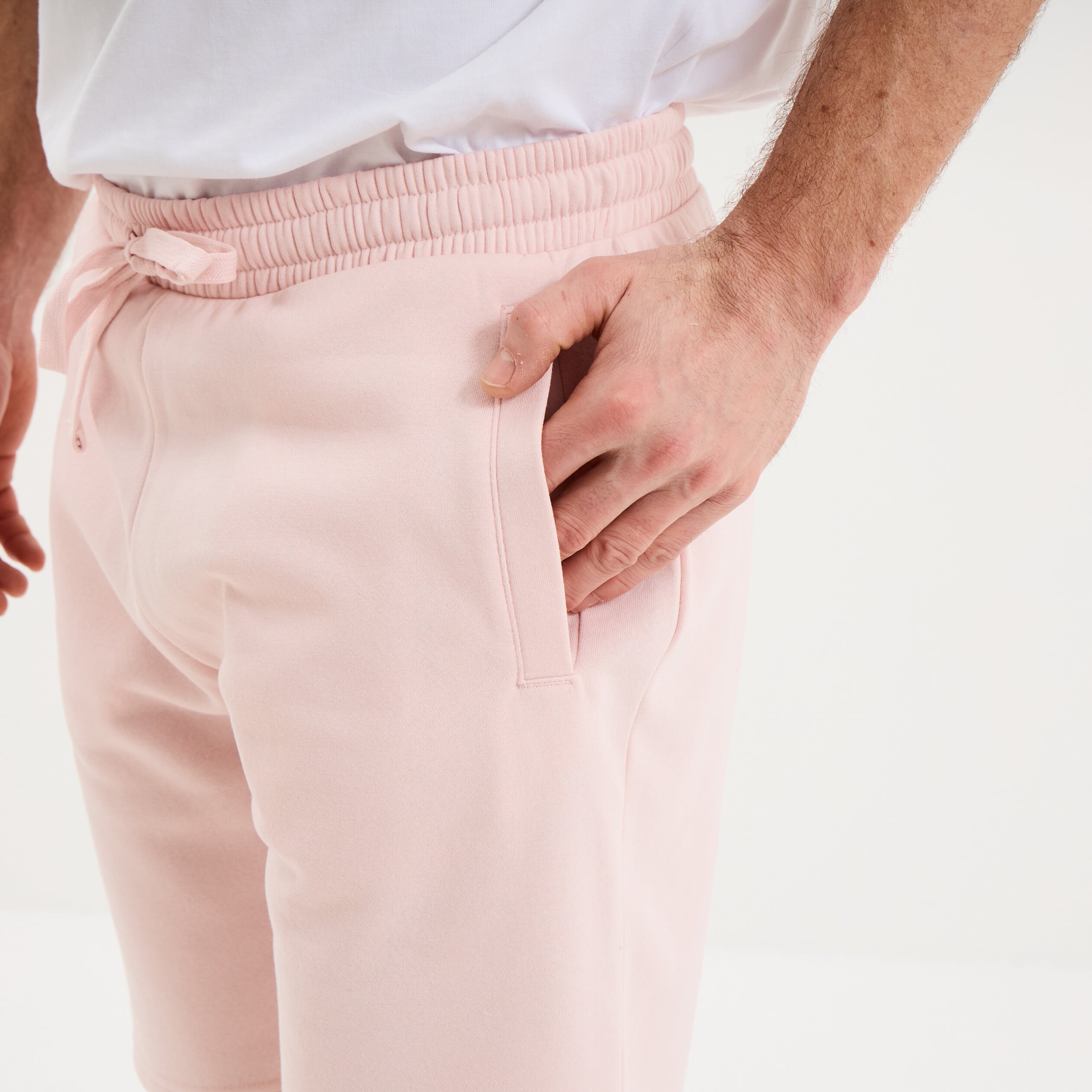 Short jogging molleton droit rose pastel homme | La Halle