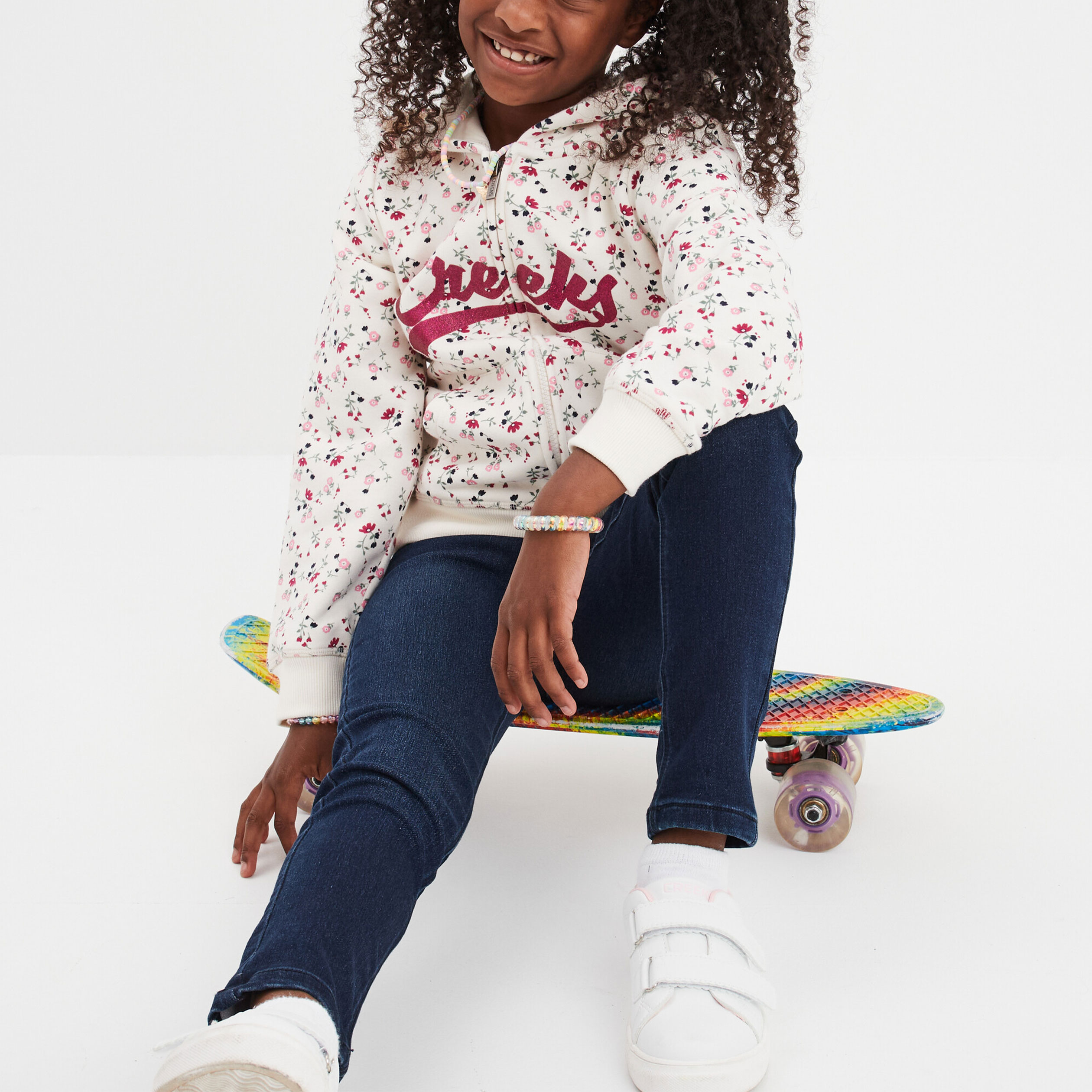 Jegging stretch élastiqué en molleton bleu fille | La Halle