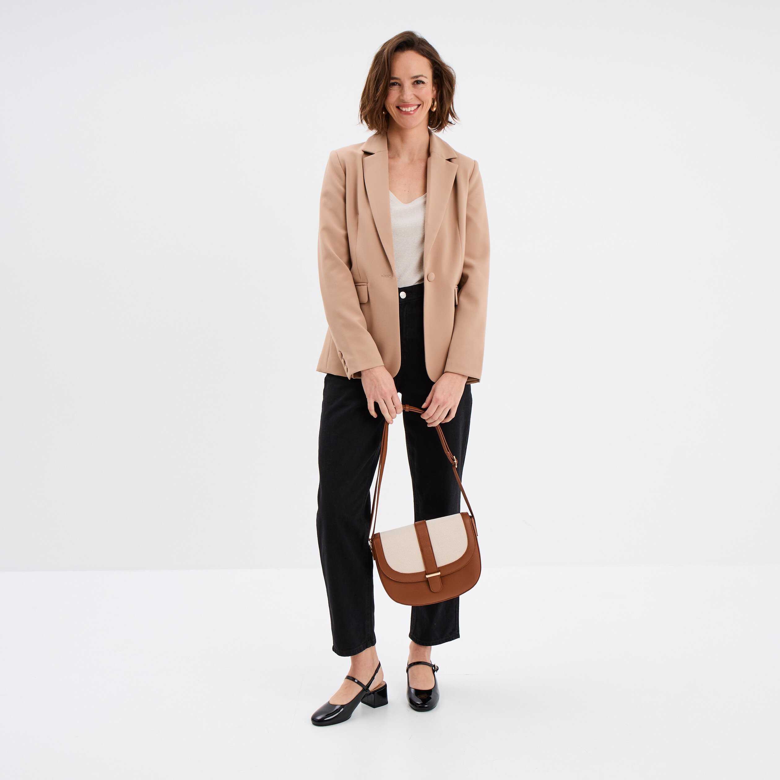 Jeans mom 7/8ème taille haute denim noir femme | La Halle