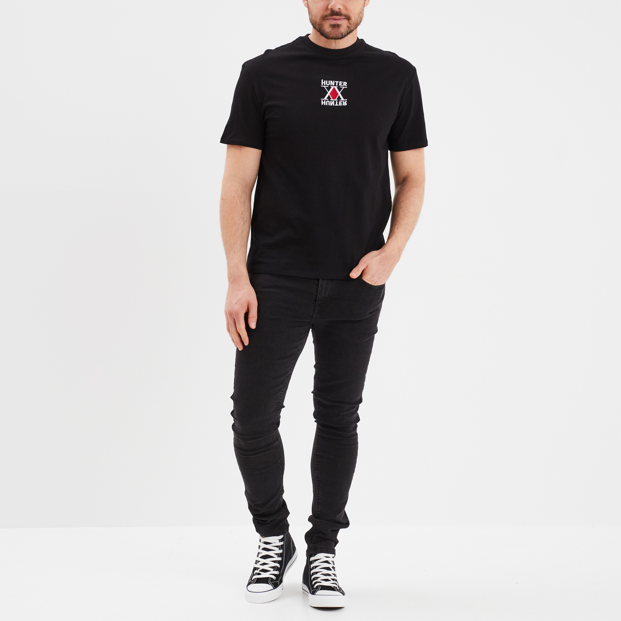 T-shirt col rond Hunter X Hunter noir homme | La Halle