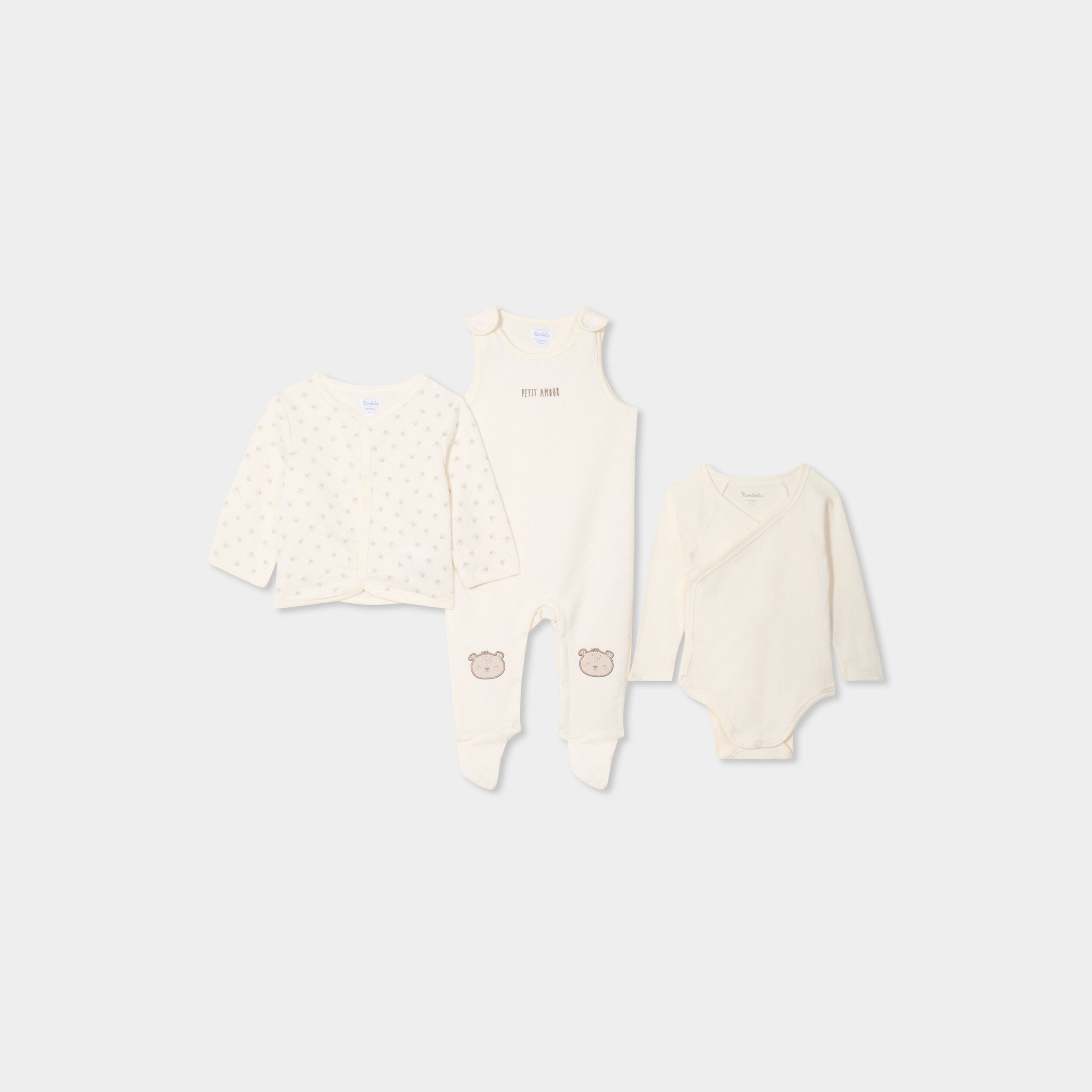 Ensemble 3 pièces dors-bien body gilet creme bébé | La Halle