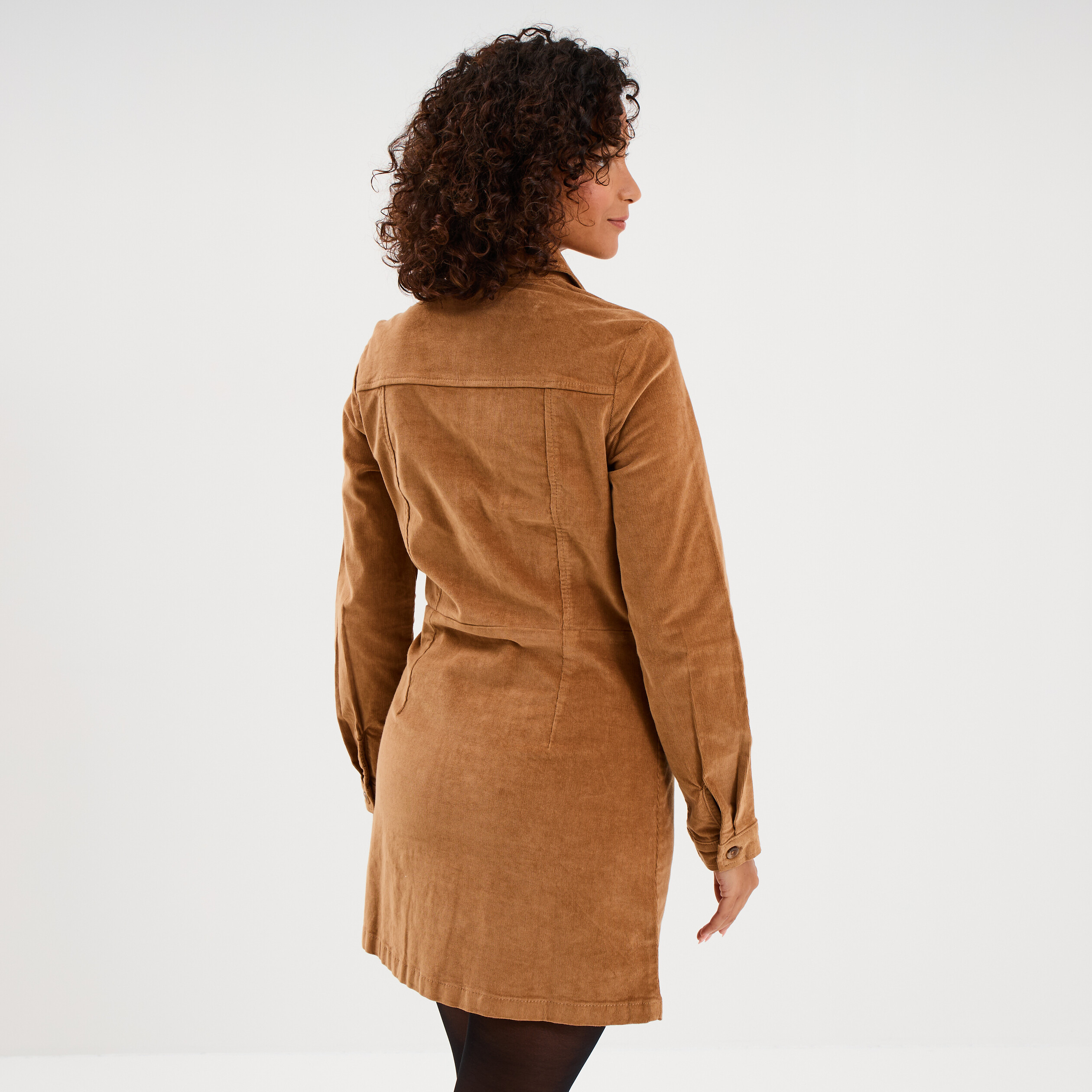 Robe ajustée zippée velours côtelé beige femme | La Halle
