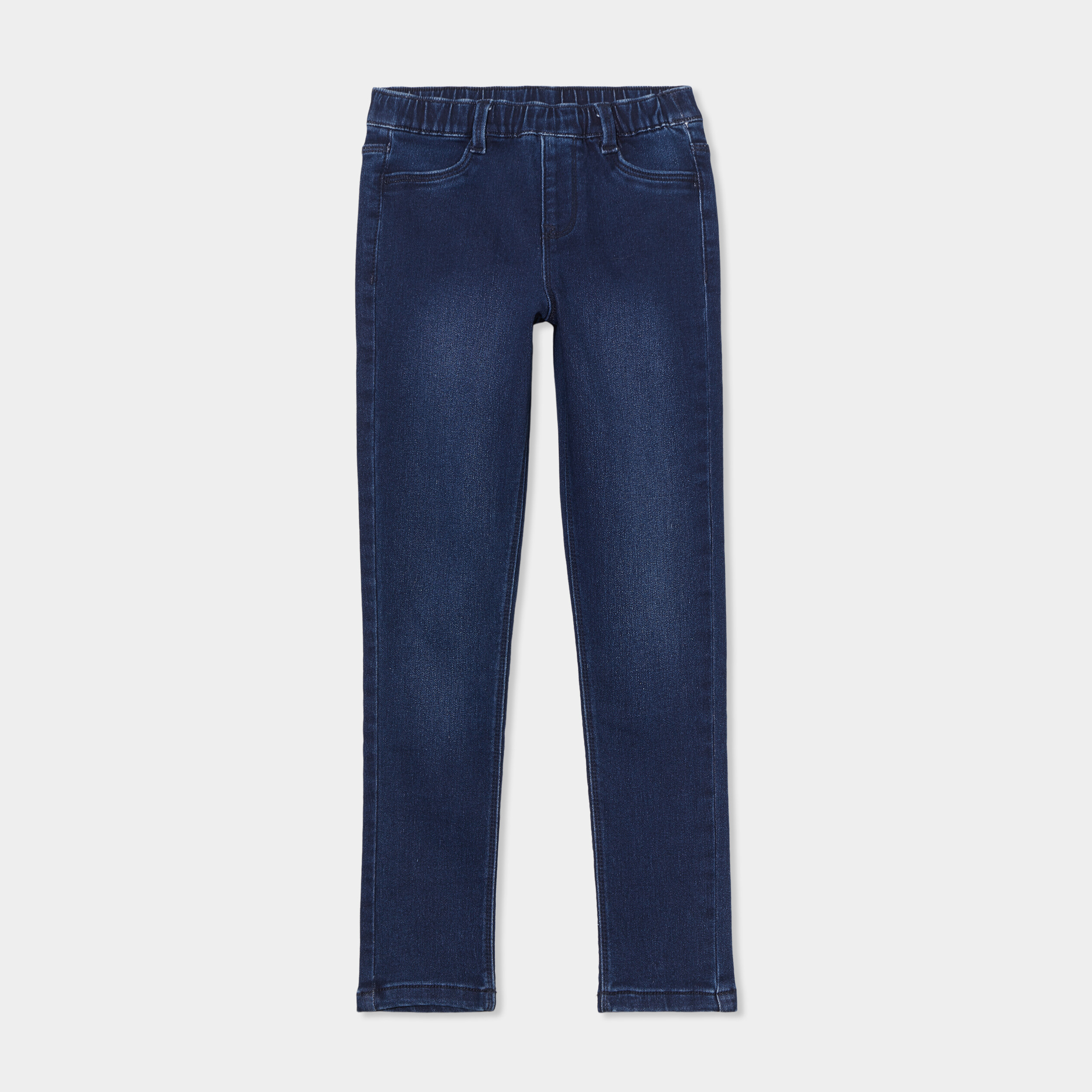 Jegging stretch élastiqué en molleton bleu fille | La Halle