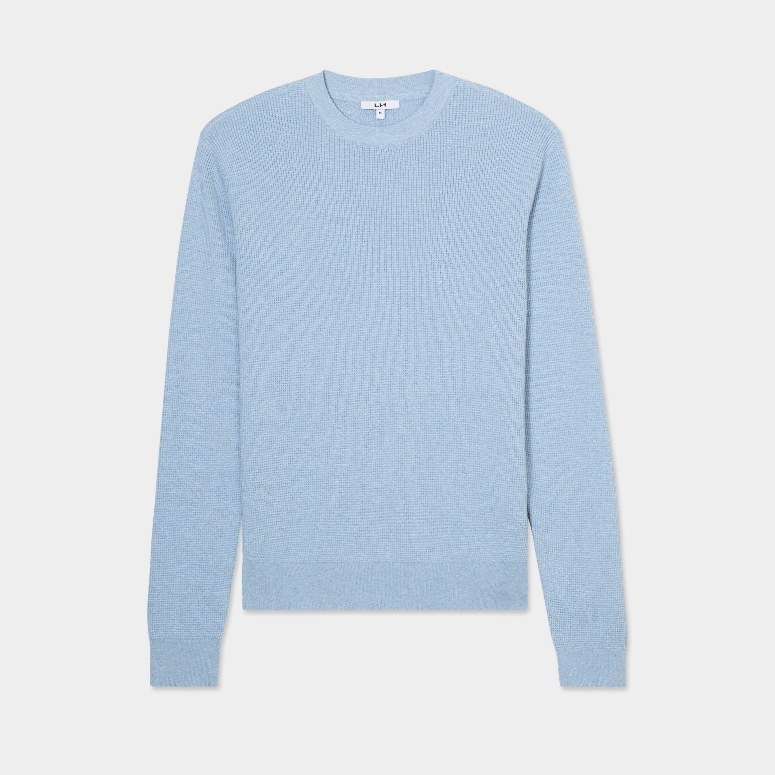 Pull avec col rond à relief bleu ciel homme | La Halle