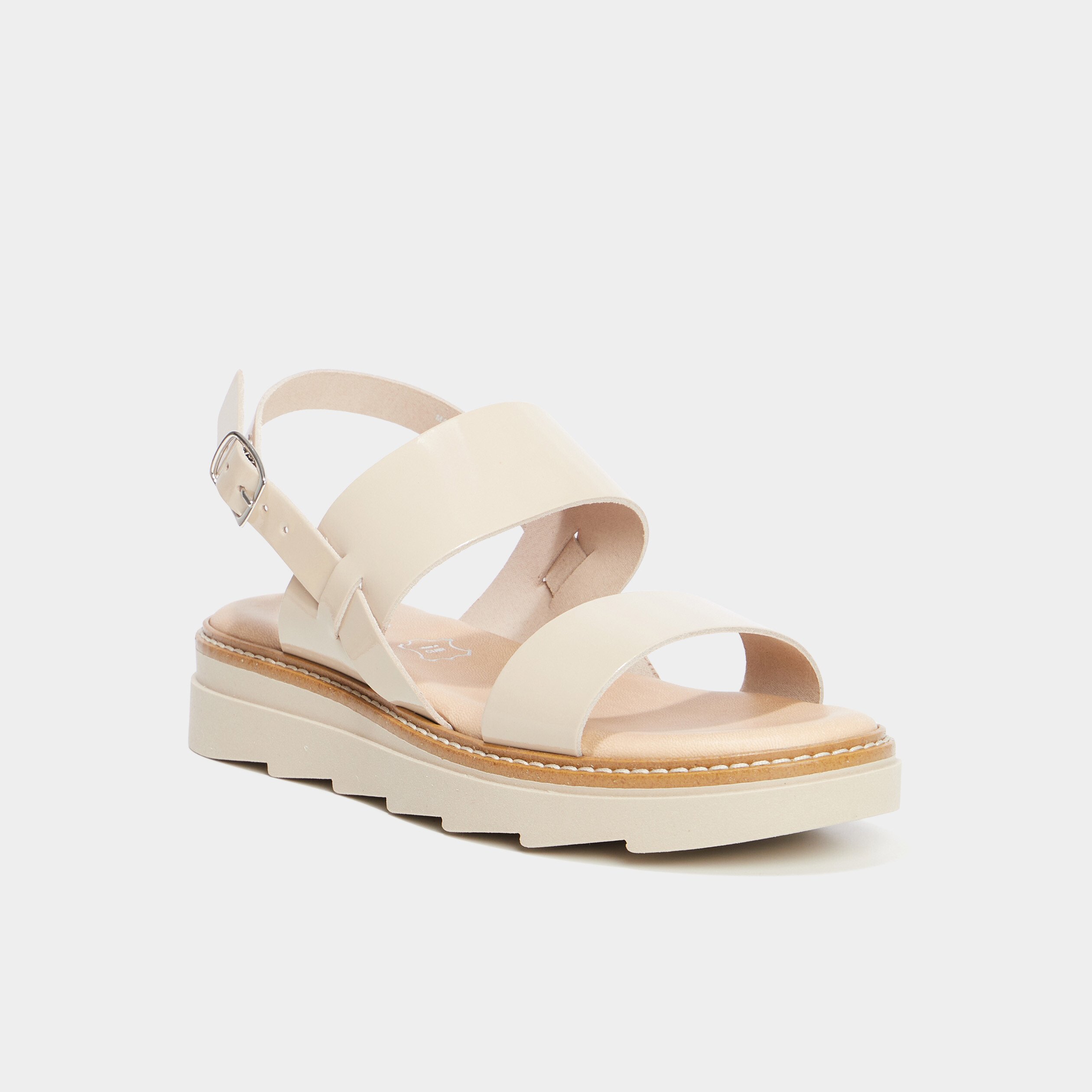 Sandales brides vernies cuir Liberto sable femme | La Halle