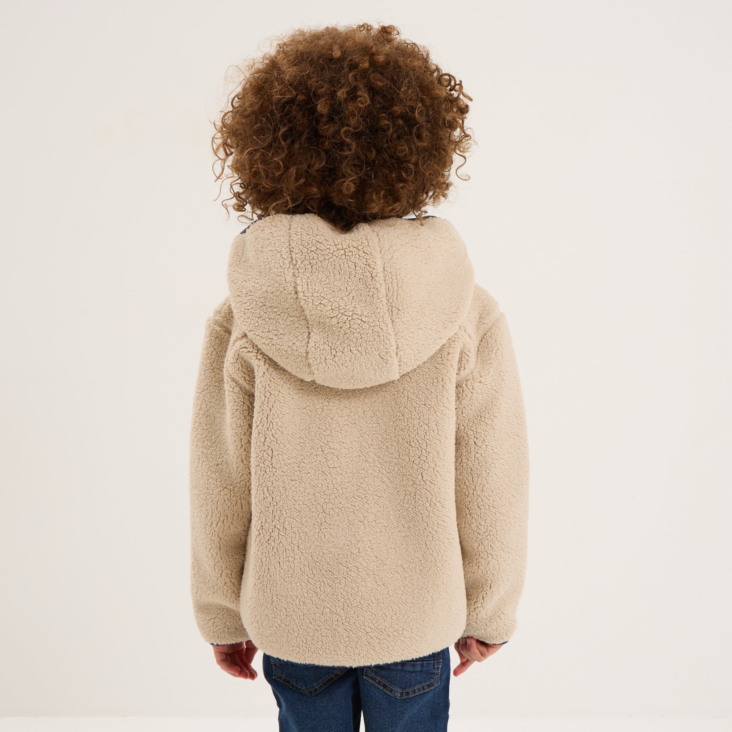 Veste effet sherpa à capuche beige garçon | La Halle