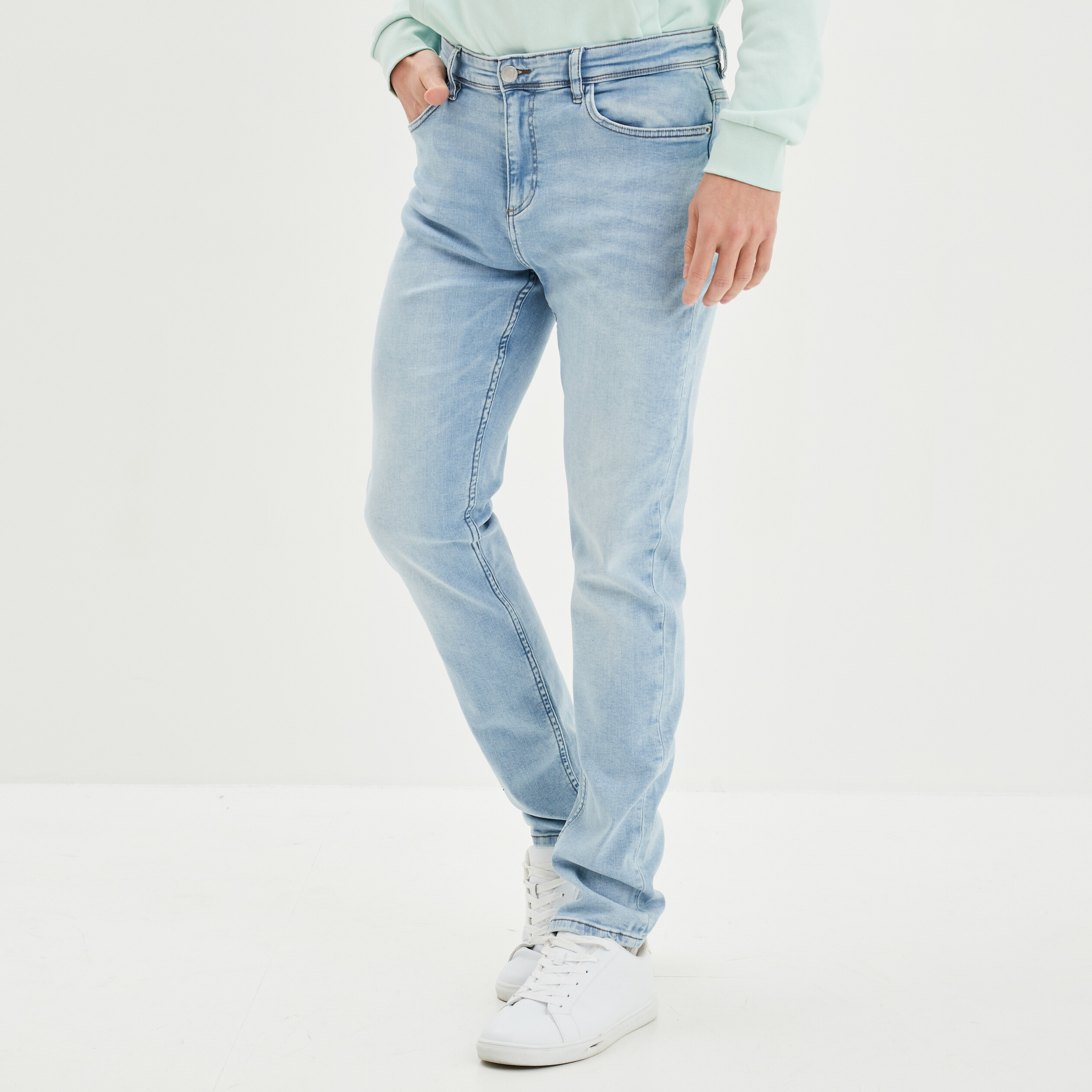 Jeans slim 5 poches denim bleach homme | La Halle