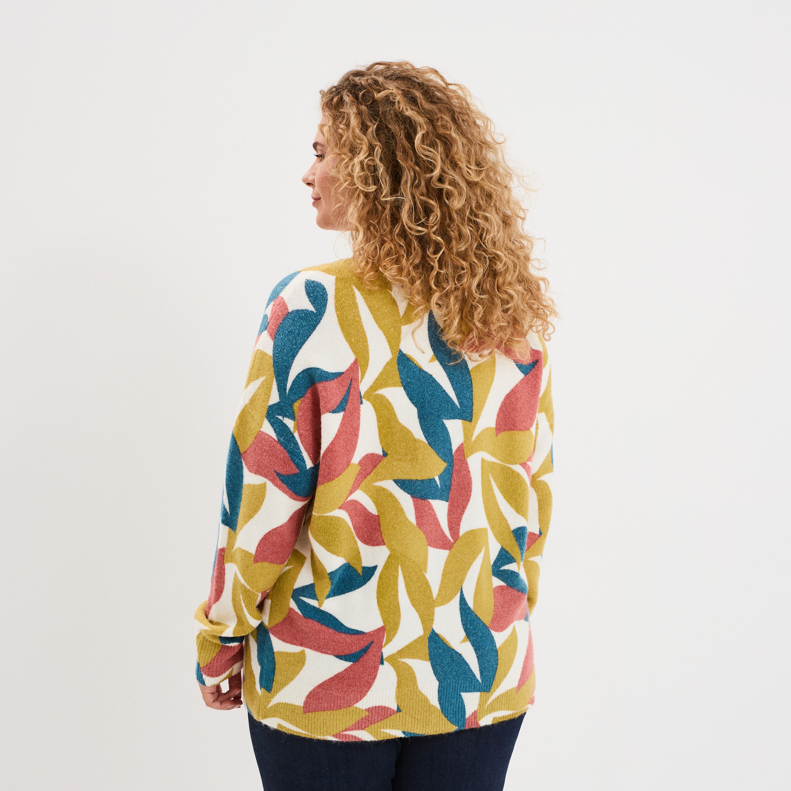 Pull col rond manches longues ecru femme grande taille | La Halle