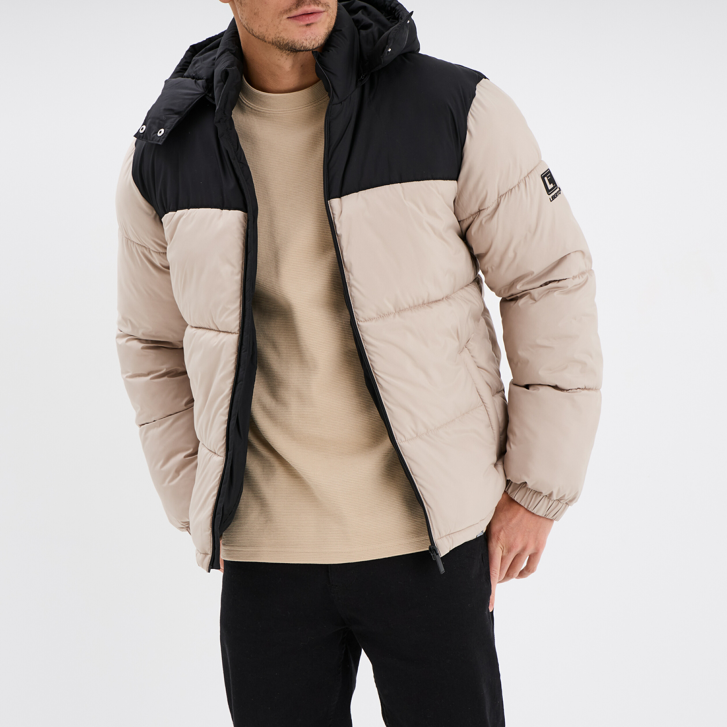 Doudoune déperlante à capuche amovible beige homme | La Halle