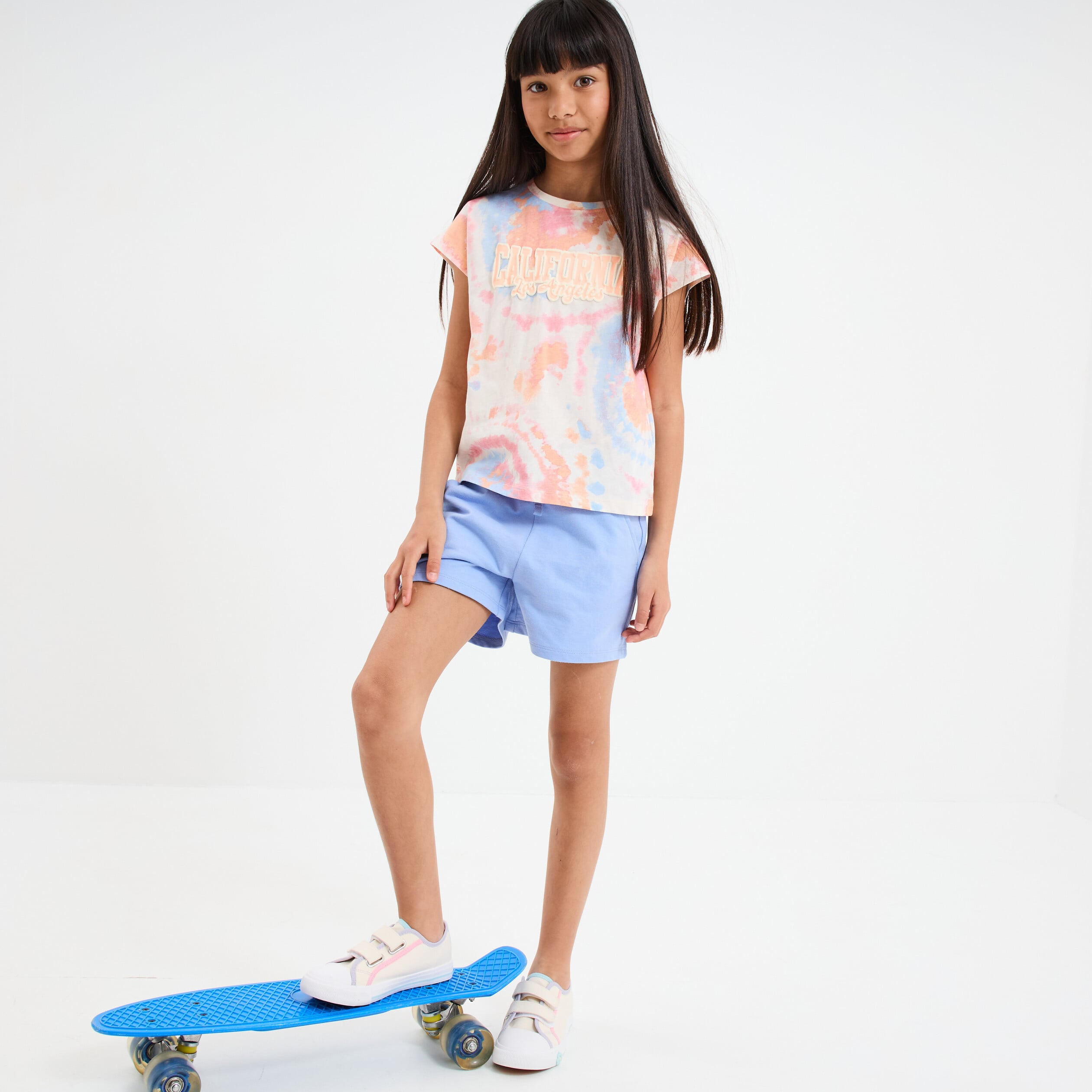 Short de jogging taille élastiquée bleu clair fille | La Halle