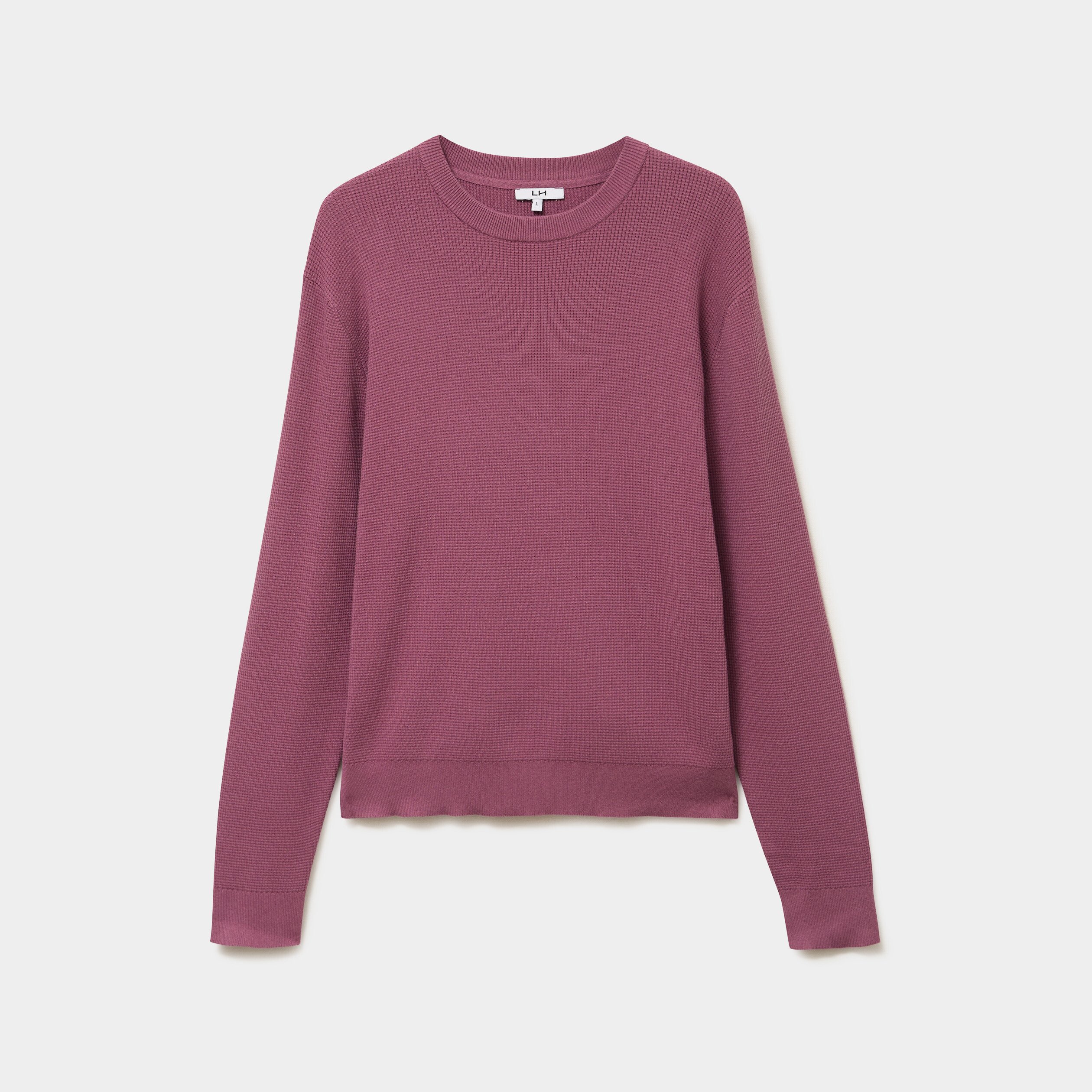 Pull avec col rond à relief mauve homme | La Halle