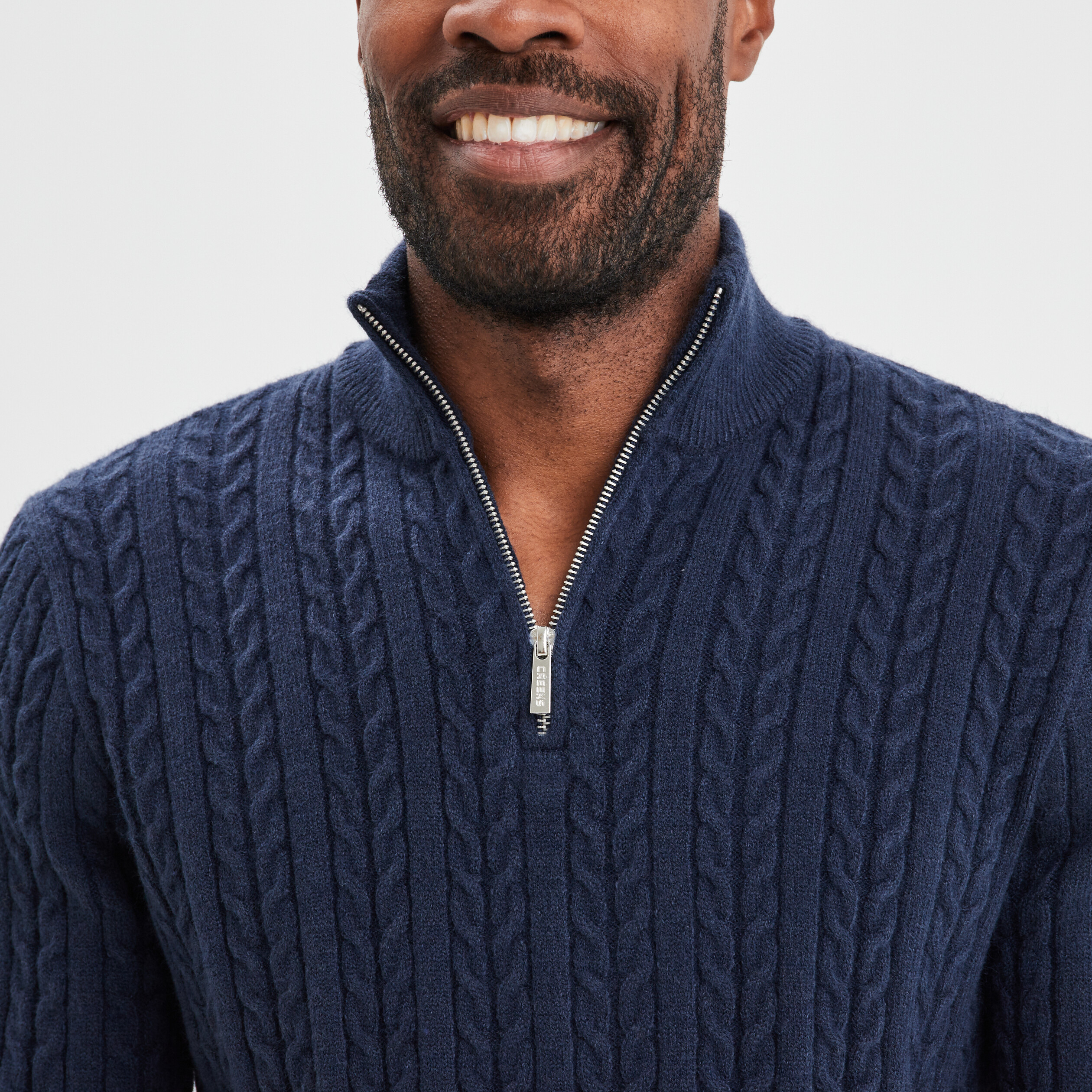 Pull col camionneur à torsades bleu marine homme | La Halle
