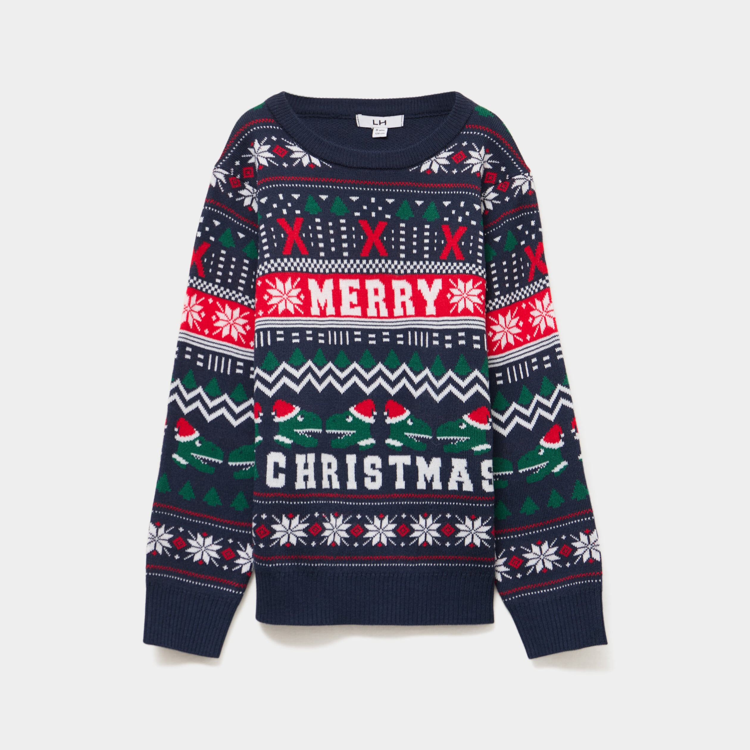 Pull de Noël col rond bleu marine garçon | La Halle