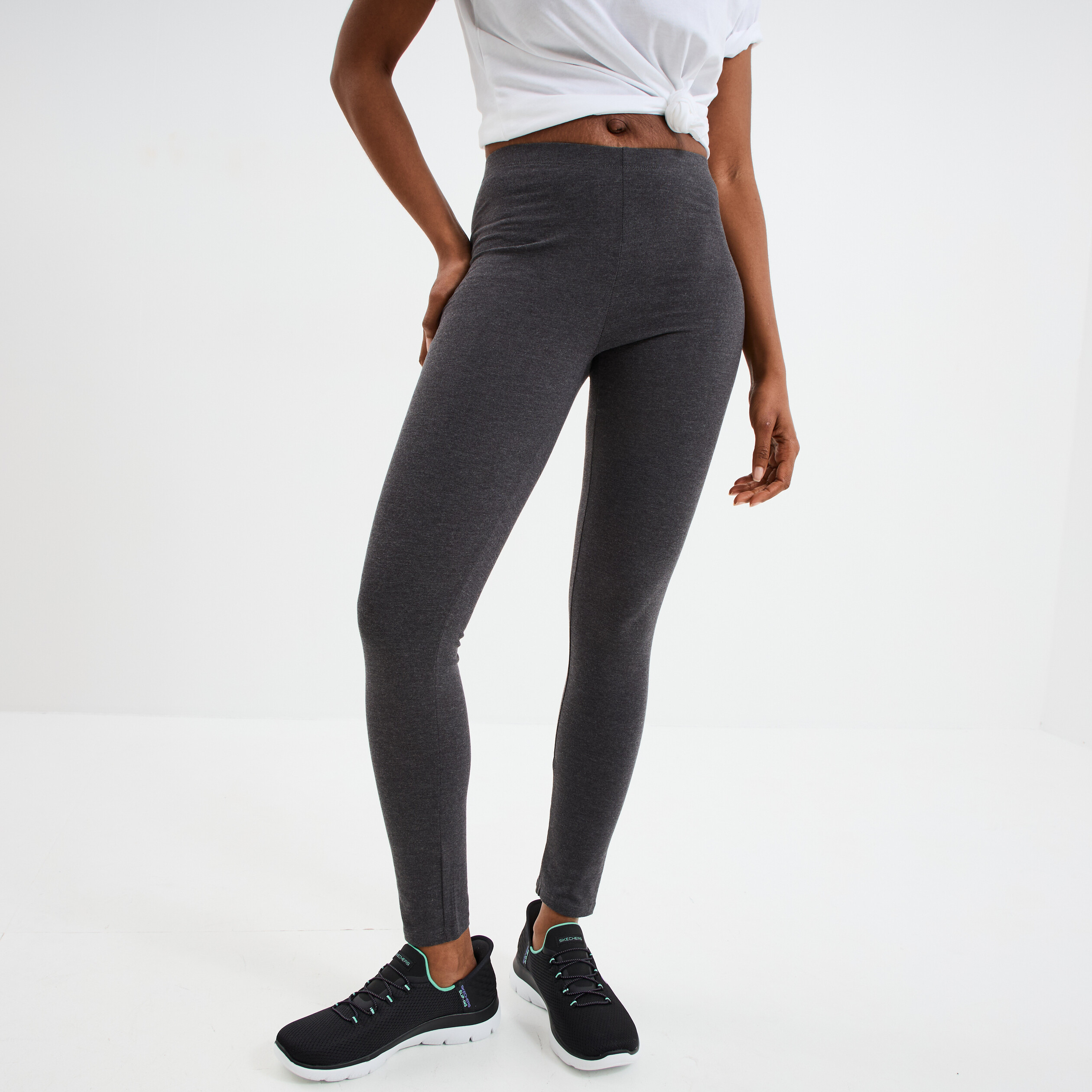 Legging long taille haute gris foncé femme | La Halle