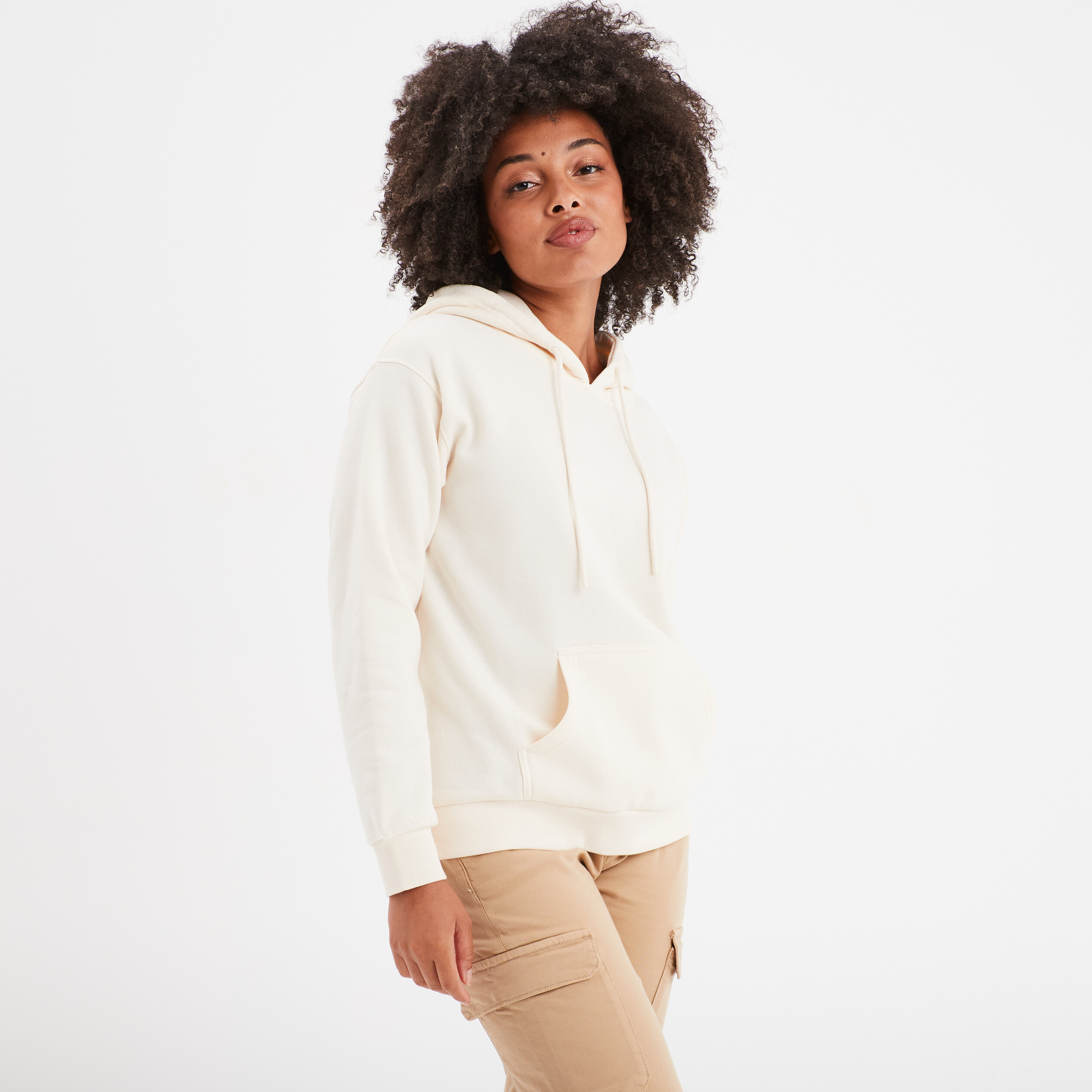 Sweat molleton à capuche hoodie sable femme | La Halle