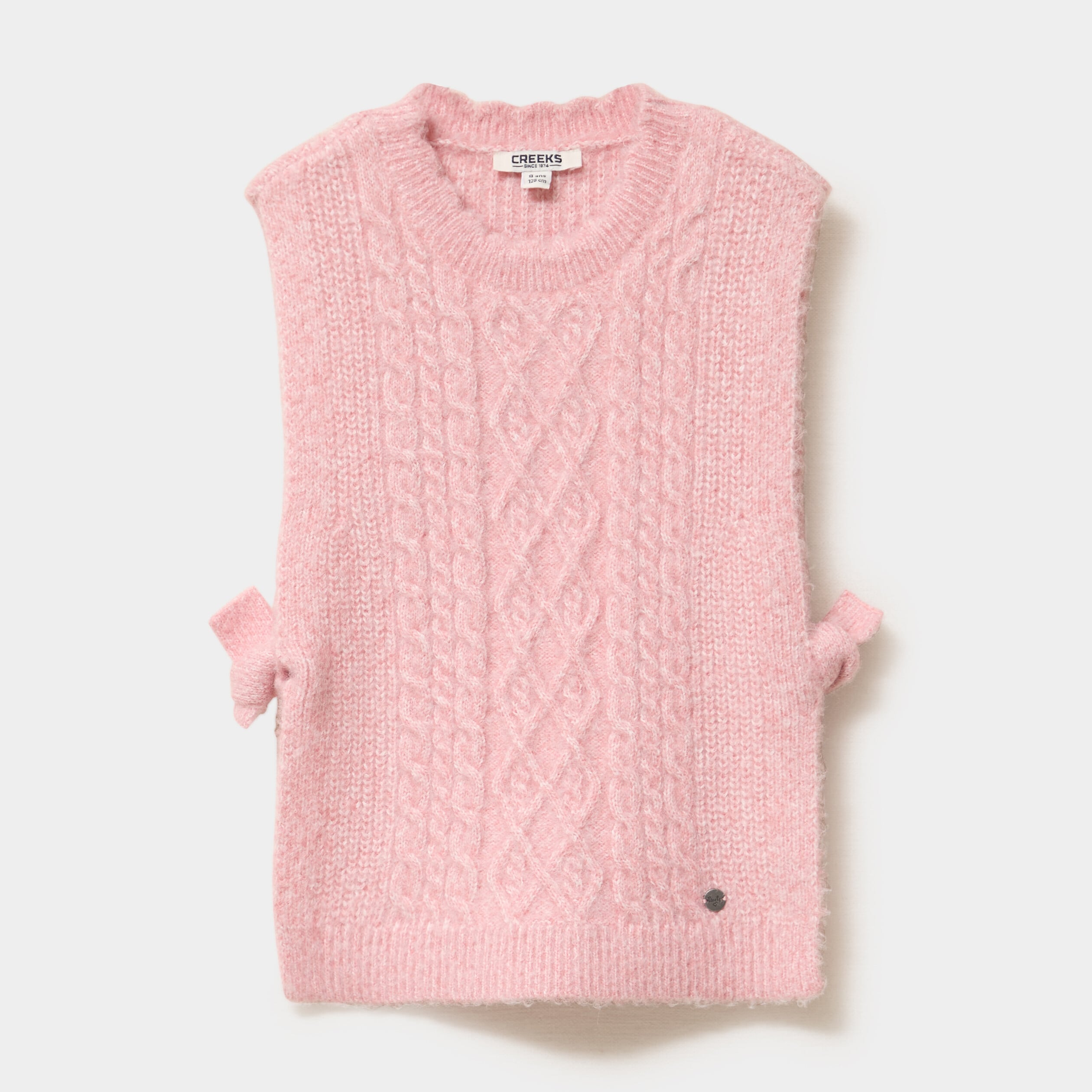 Pull sans manches noeuds côtés vieux rose fille | La Halle