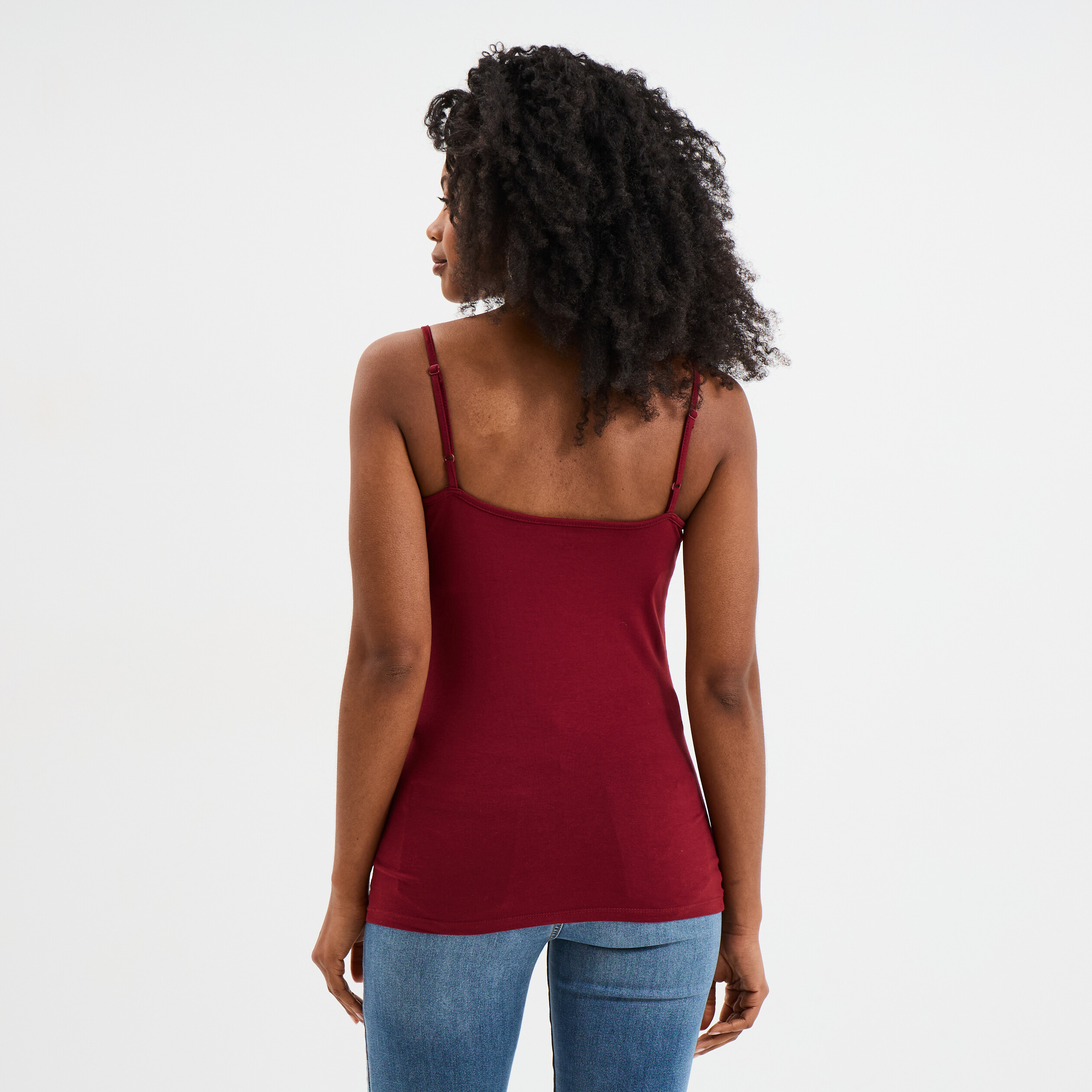 Débardeur coton bretelles réglables bordeaux femme | La Halle